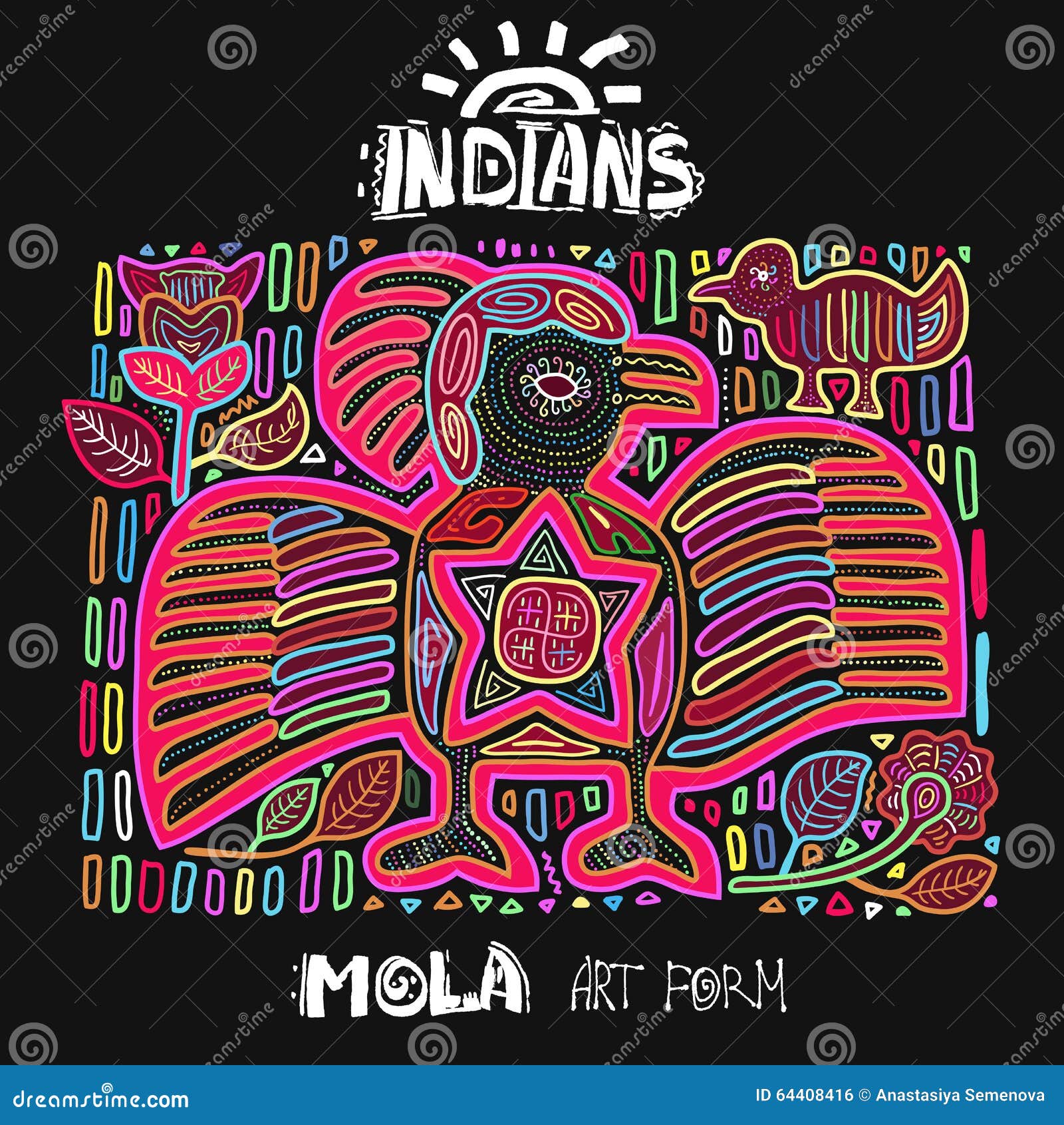 Vector Ethnic Design Element. Indians. MOLA Art Form Stock Vector ...