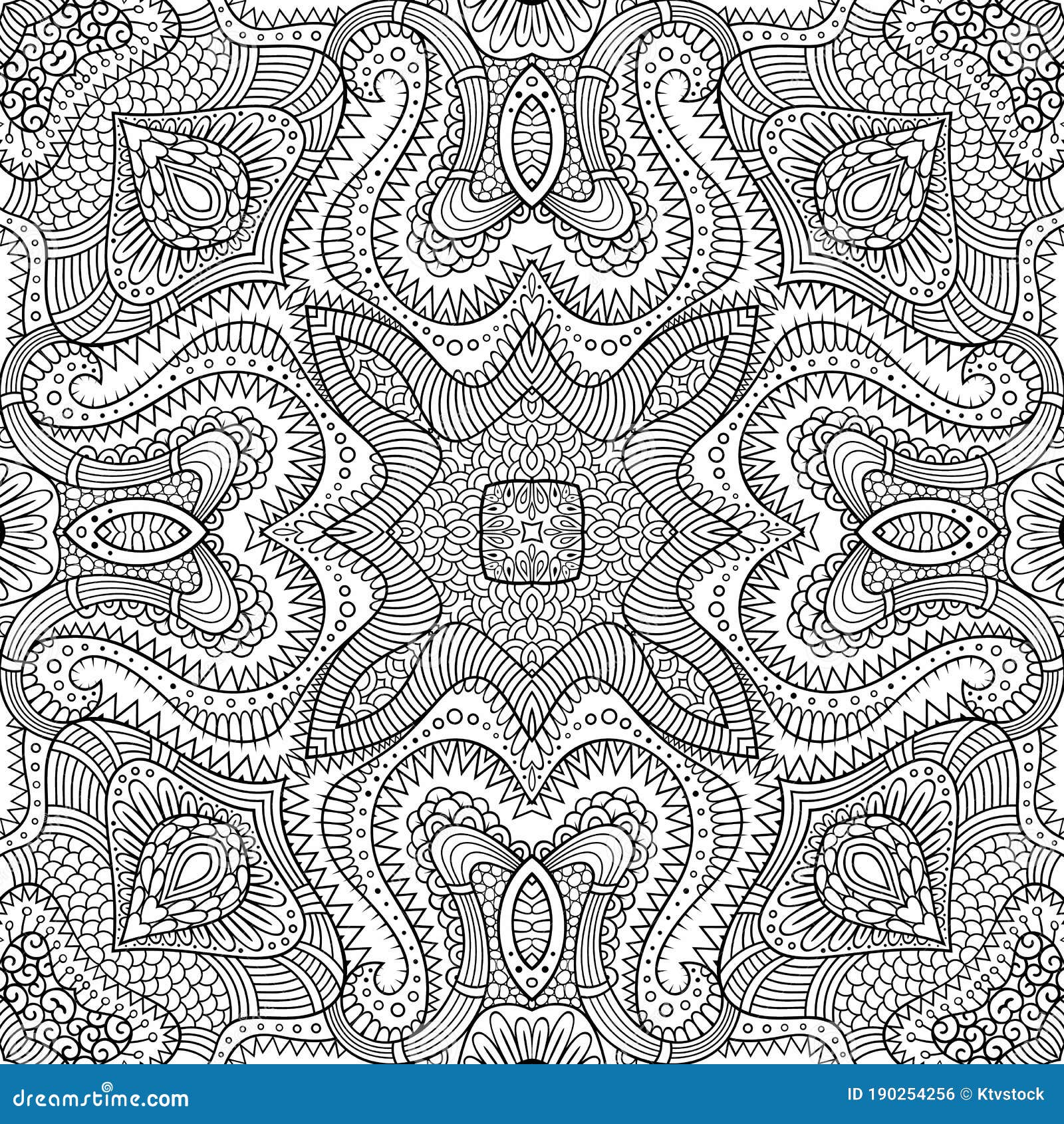 Vector Ethnic Hand Drawn Line Art Seamless Pattern Stock Vector ...