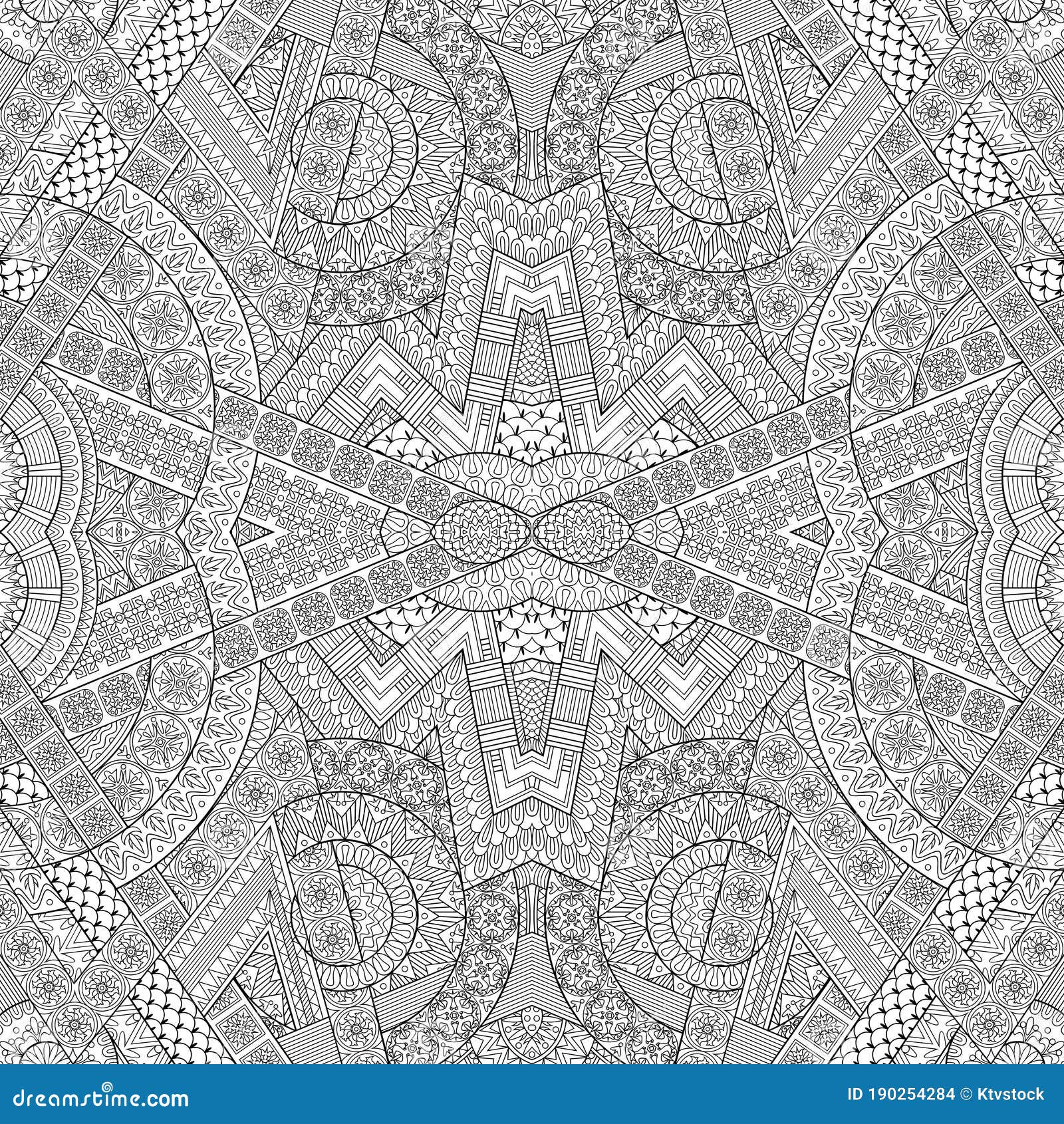 Vector Ethnic Hand Drawn Line Art Seamless Pattern Stock Vector ...
