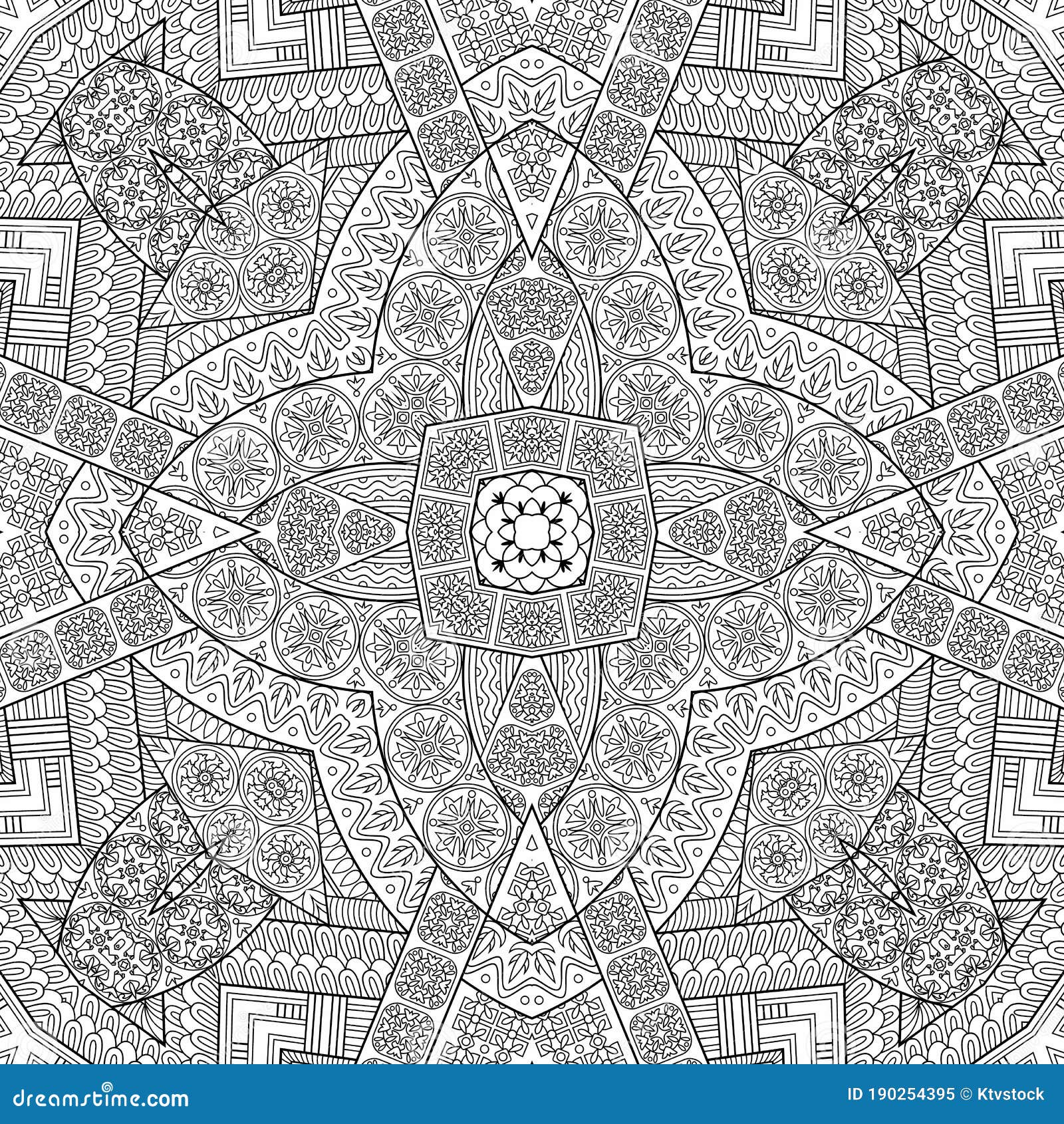 Vector Ethnic Hand Drawn Line Art Seamless Pattern Stock Vector ...