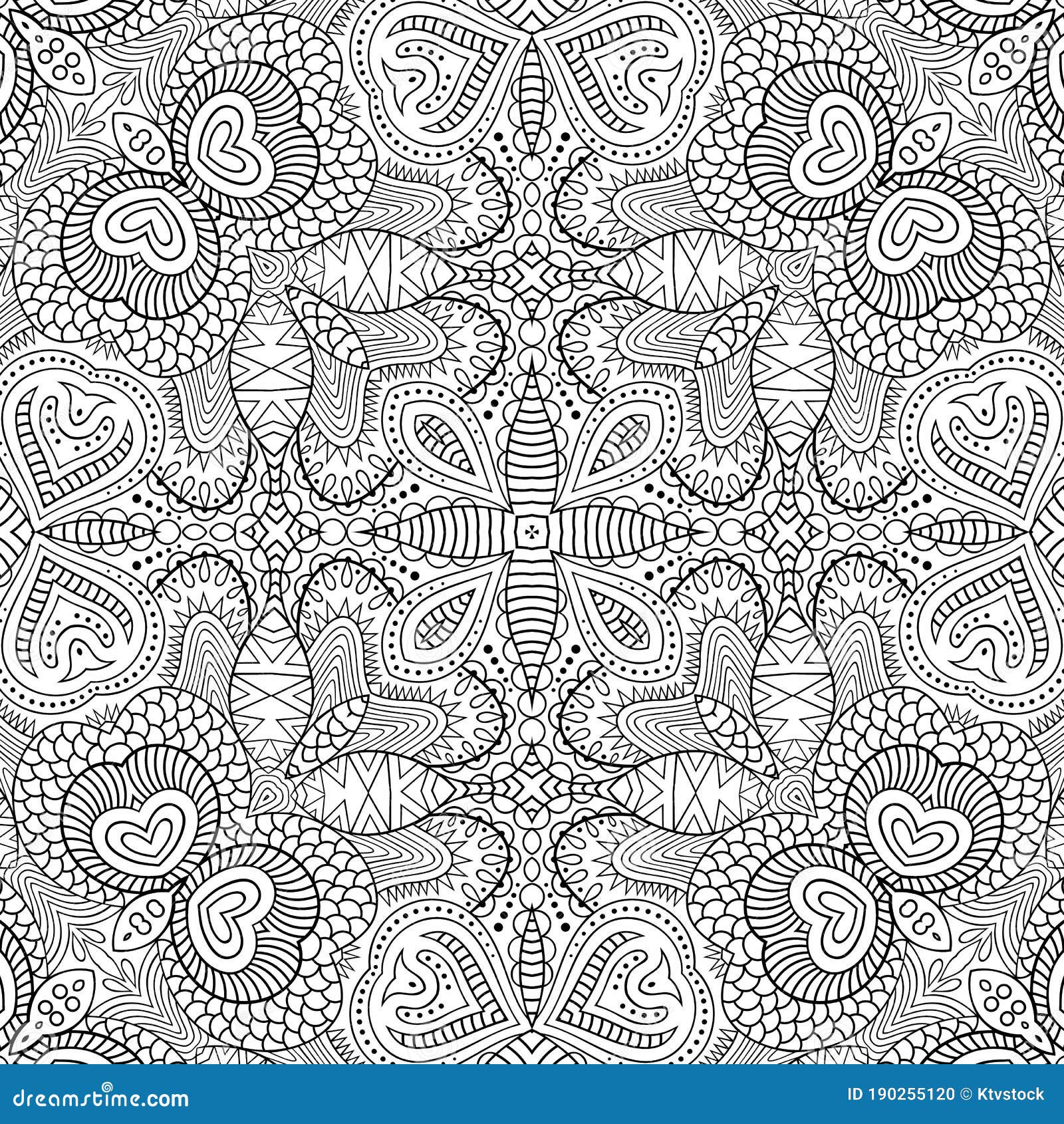 Vector Ethnic Hand Drawn Line Art Seamless Pattern Stock Vector ...
