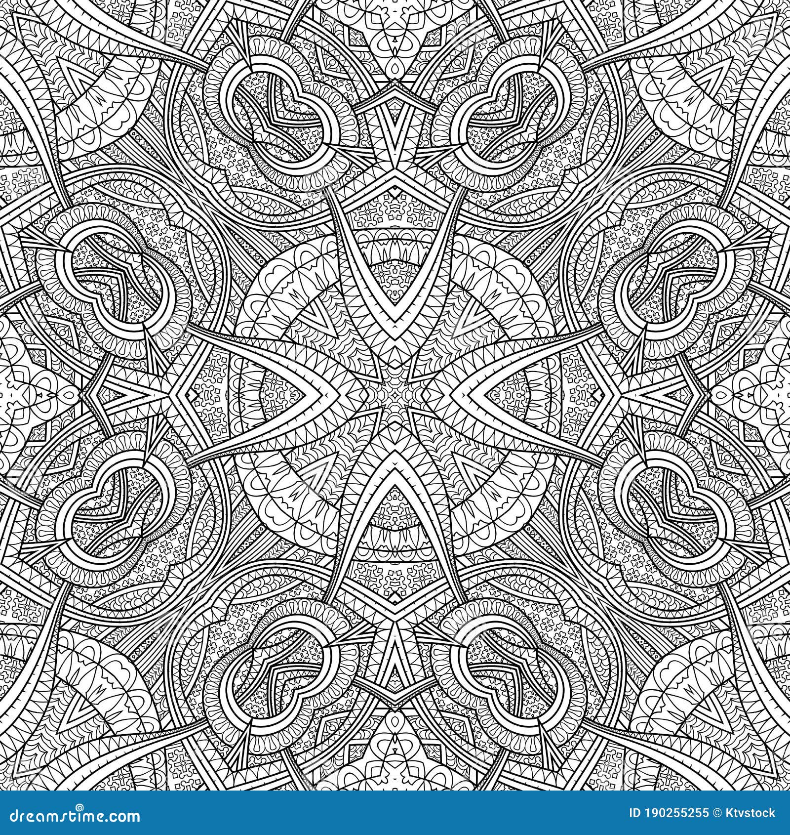Vector Ethnic Hand Drawn Line Art Seamless Pattern Stock Vector ...