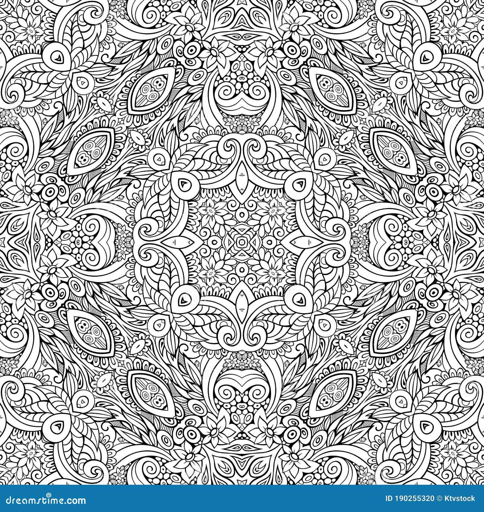 Vector Ethnic Hand Drawn Line Art Seamless Pattern Stock Vector ...
