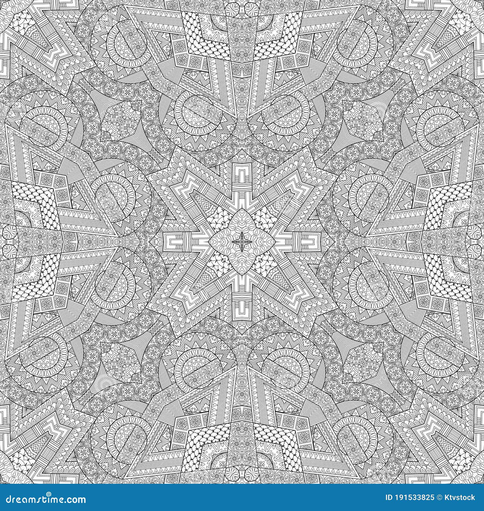 Vector Ethnic Hand Drawn Line Art Seamless Pattern Stock Vector ...