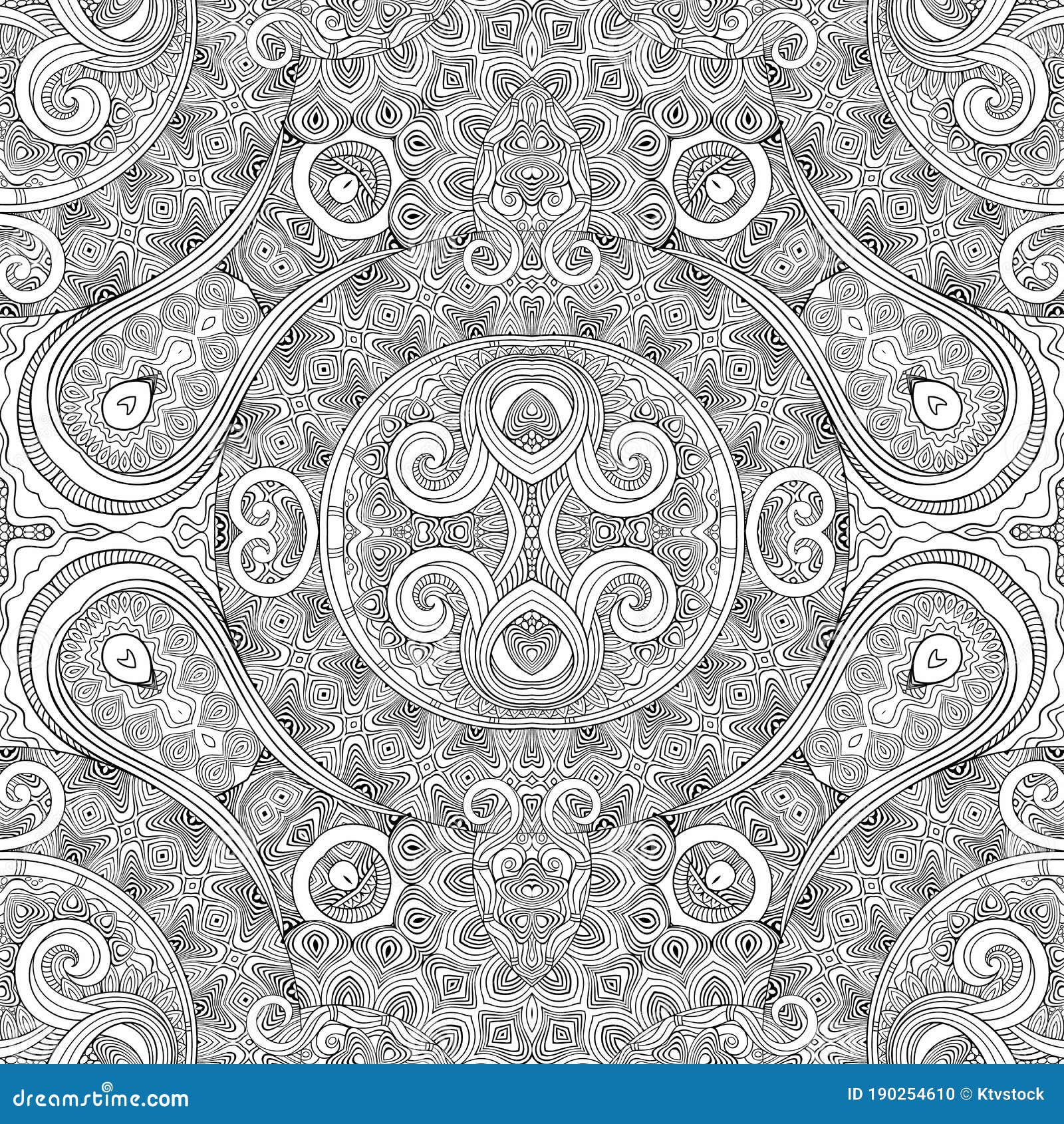 Vector Ethnic Hand Drawn Line Art Seamless Pattern Stock Vector ...