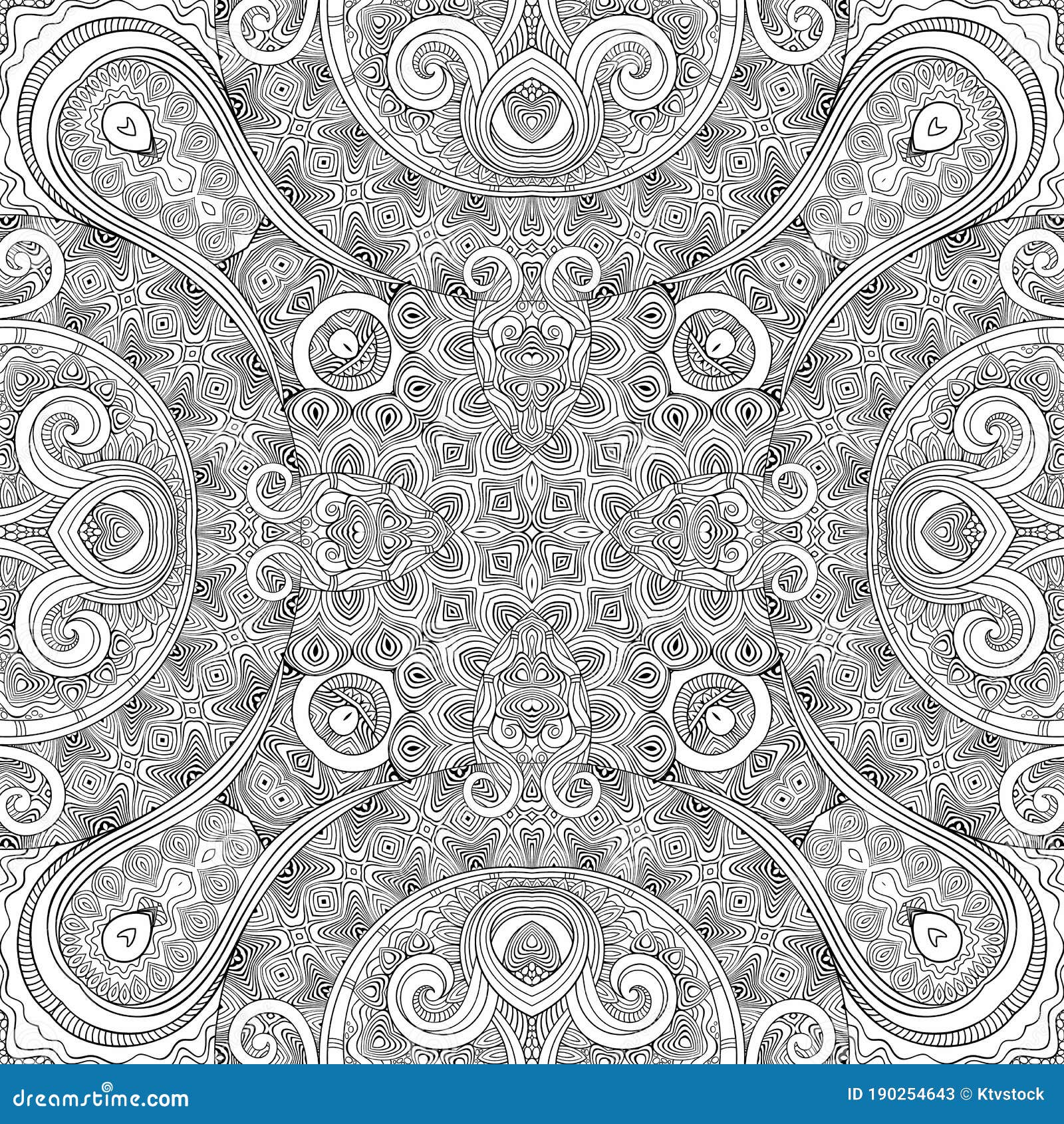 Vector Ethnic Hand Drawn Line Art Seamless Pattern Stock Vector ...