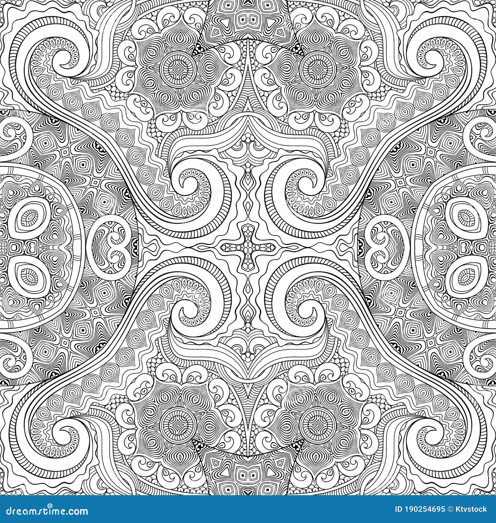 Vector Ethnic Hand Drawn Line Art Seamless Pattern Stock Vector ...