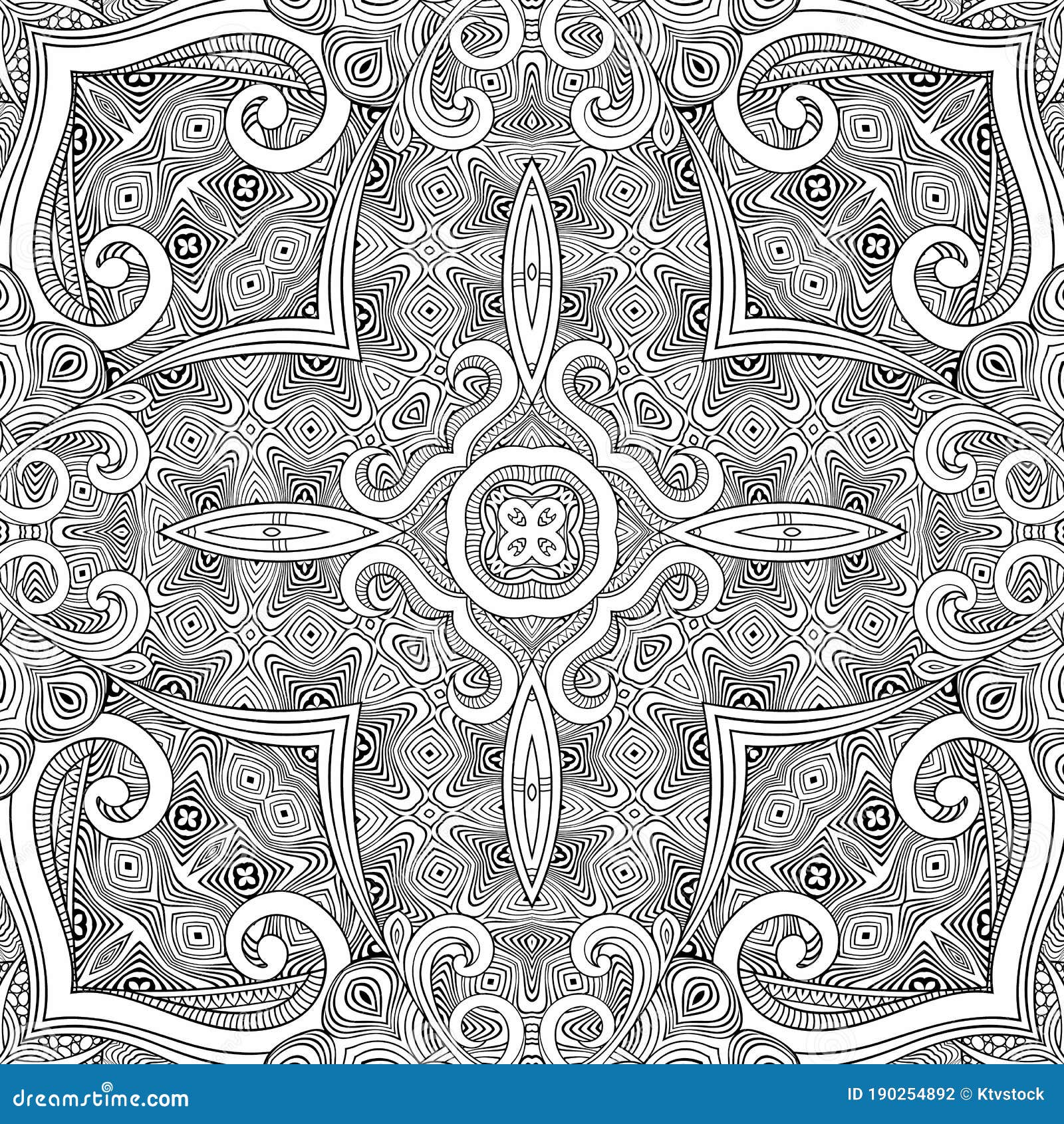 Vector Ethnic Hand Drawn Line Art Seamless Pattern Stock Vector ...