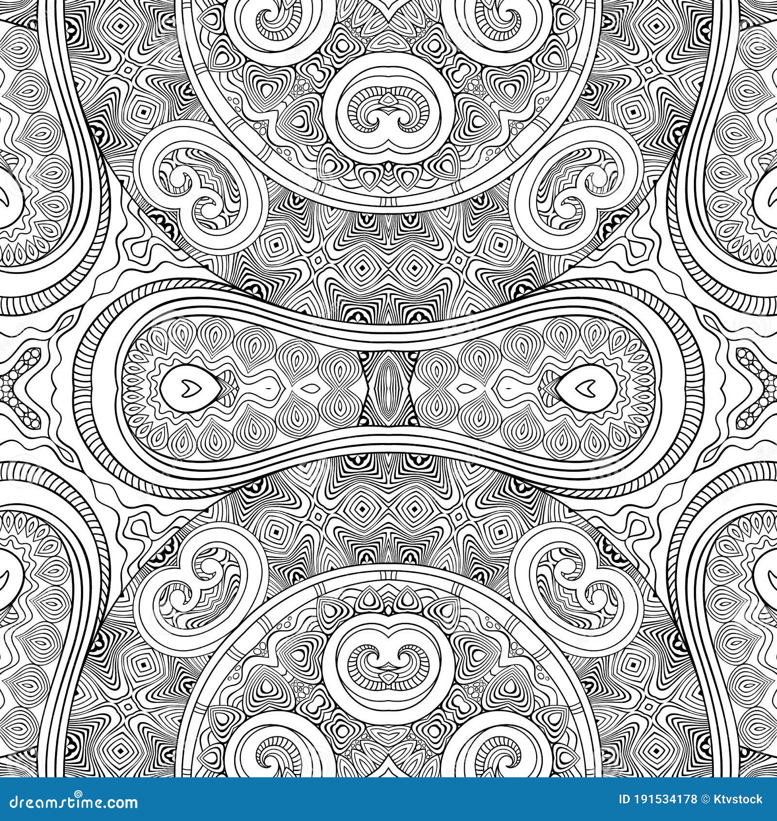 Vector Ethnic Hand Drawn Line Art Seamless Pattern Stock Vector ...