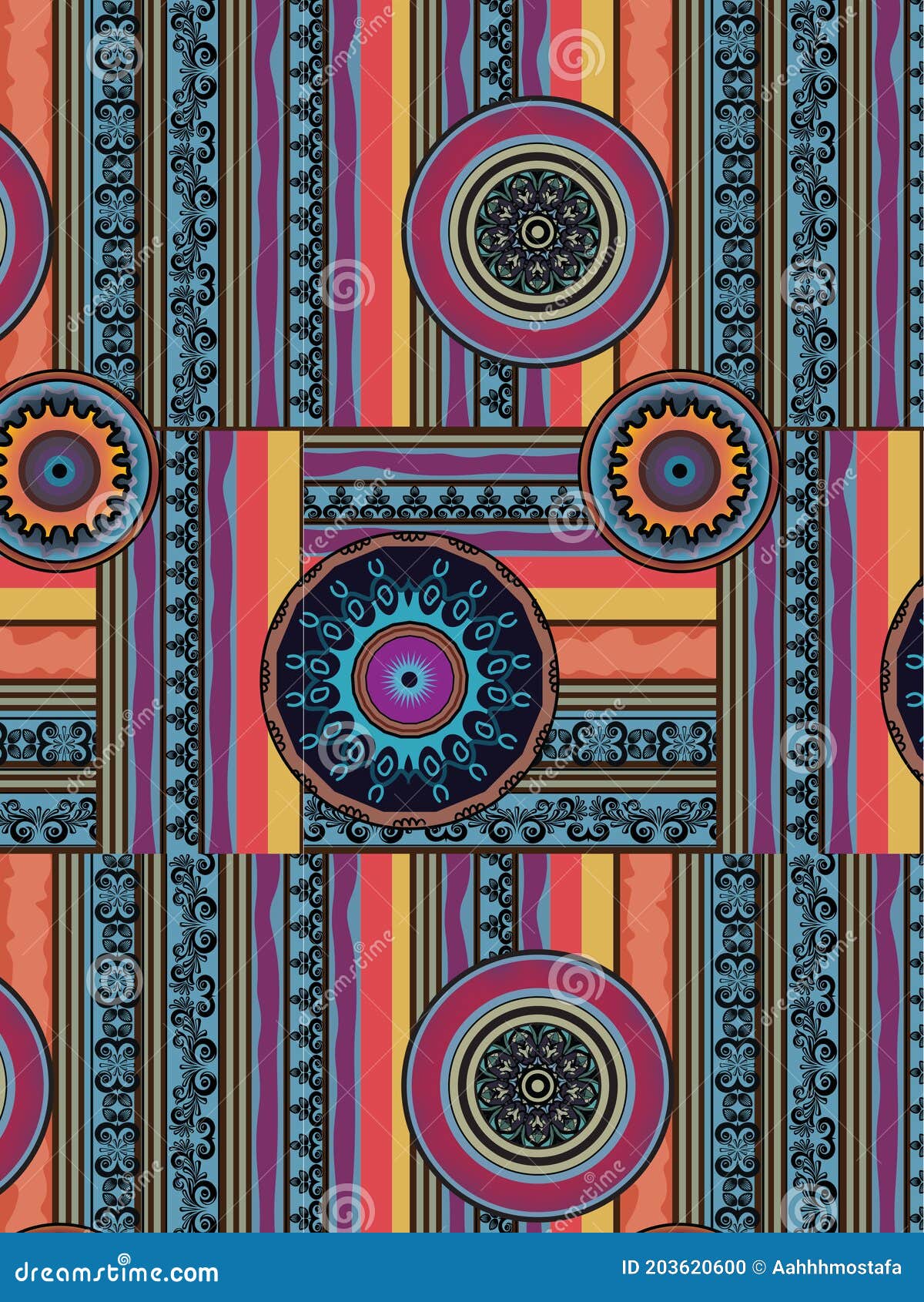 Vector Ethnic Pattern Design . Vector Ethnic Circles and Lines ...