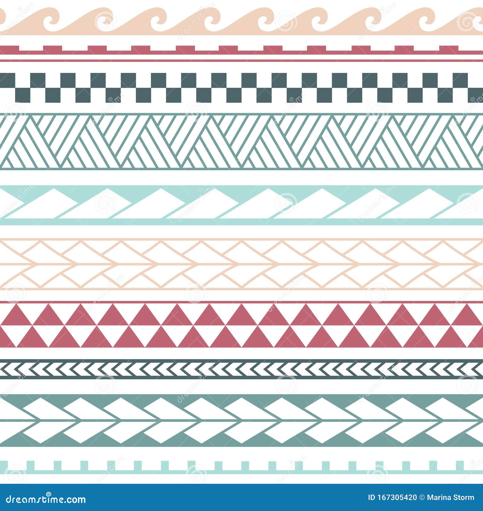 Vector Ethnic Seamless Pattern in Maori Style. Geometric Border with ...