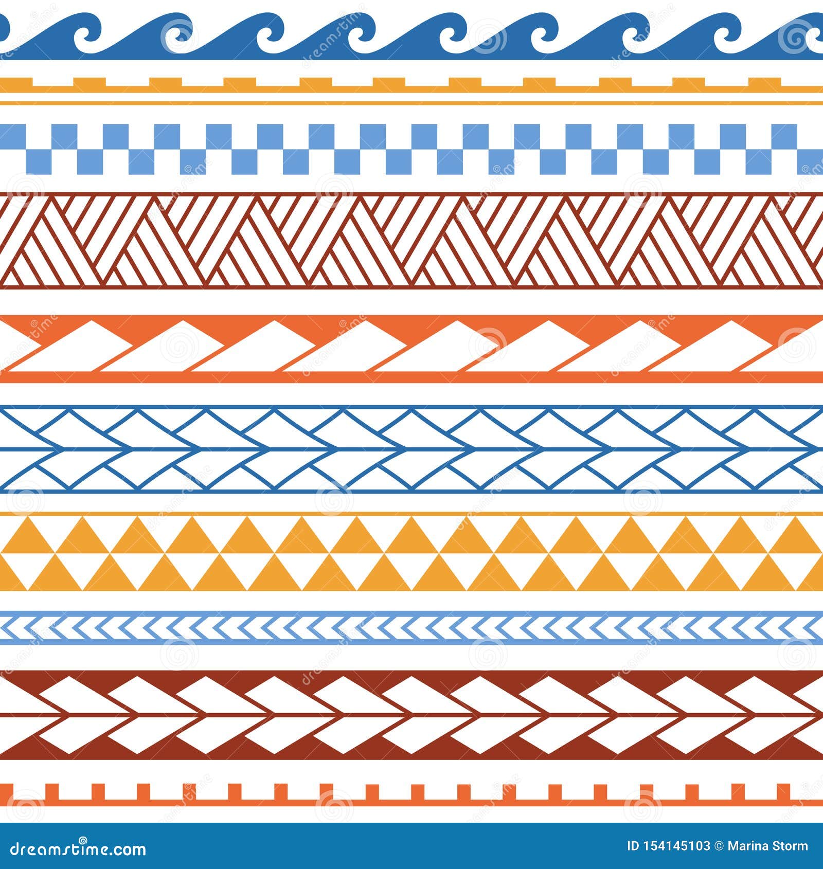 Vector Ethnic Seamless Pattern in Maori Style. Geometric Border with ...