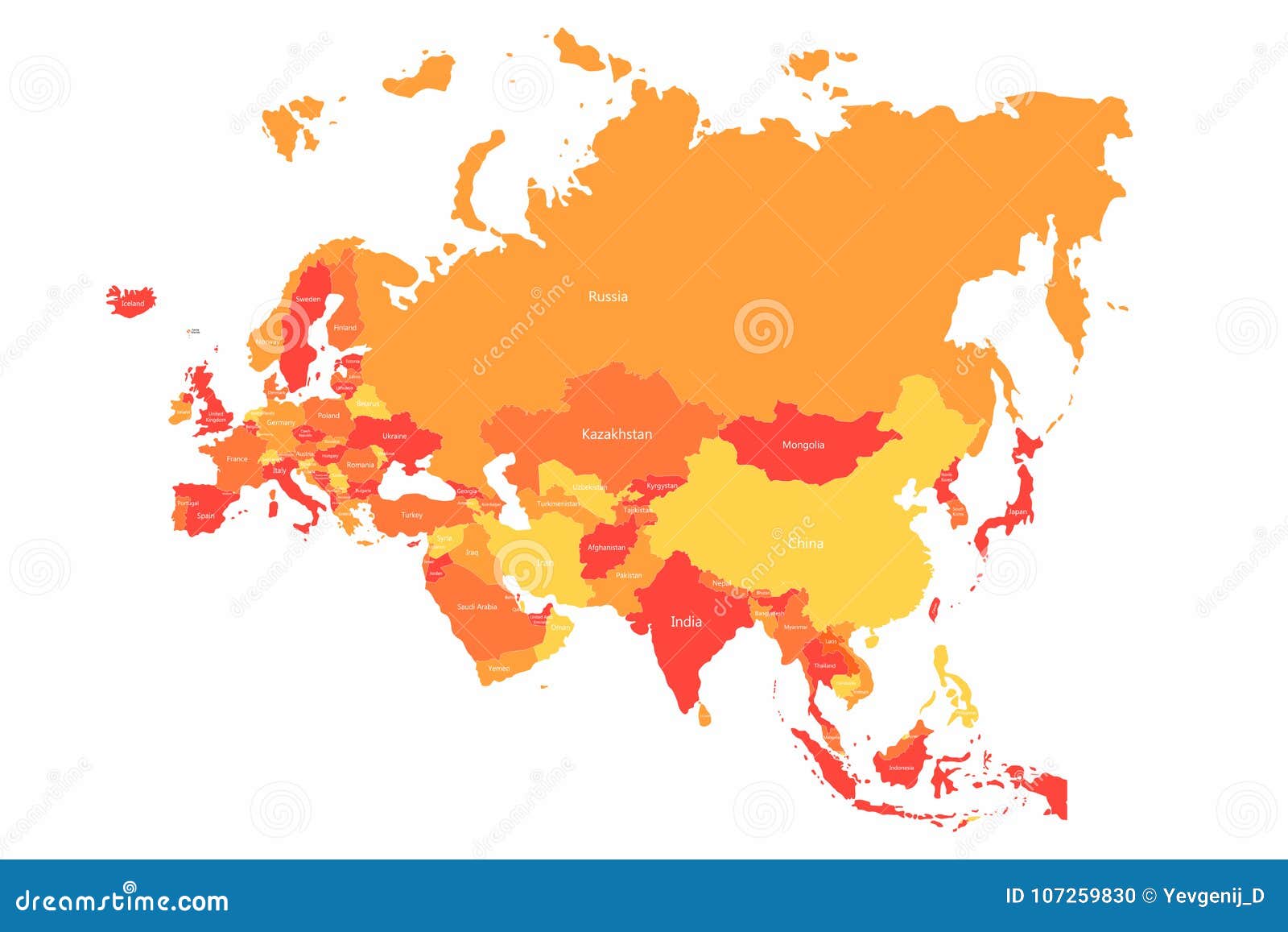 Vector Map Eurasia Continent In The Plane Royalty-Free Stock ...