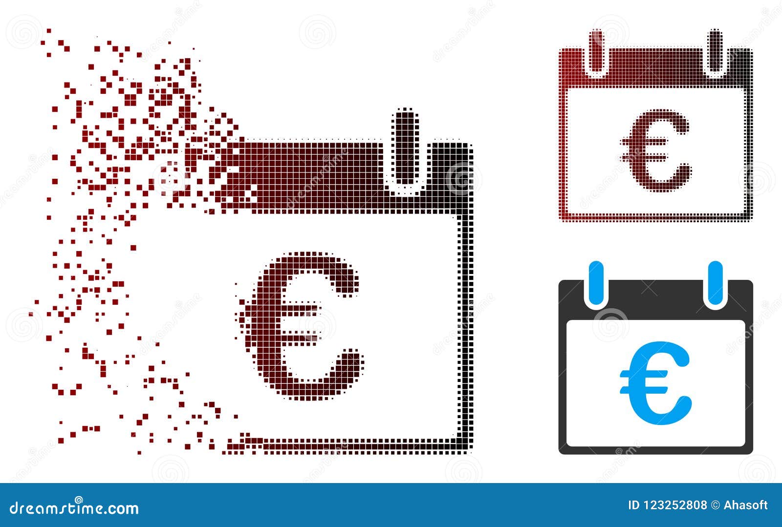 Dispersed Pixel Halftone Euro Calendar Day Icon Stock Vector ...
