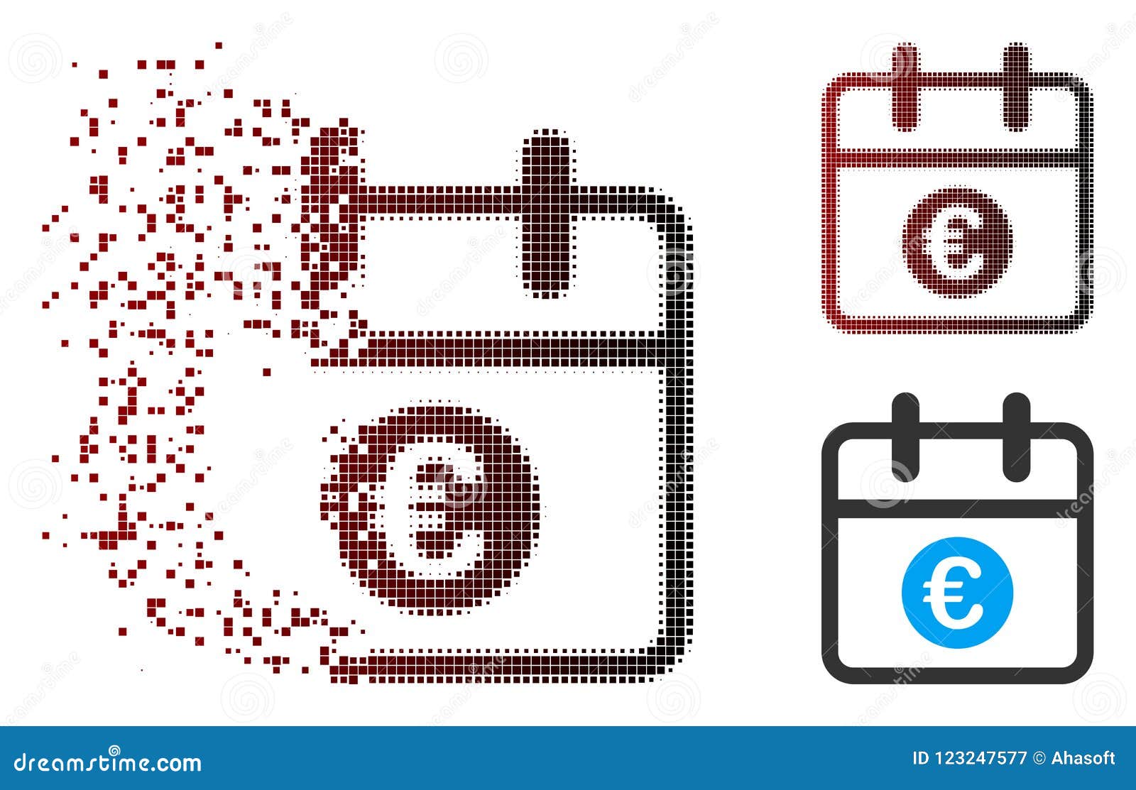 Dissolving Pixel Halftone Euro Day Icon Stock Vector - Illustration of ...