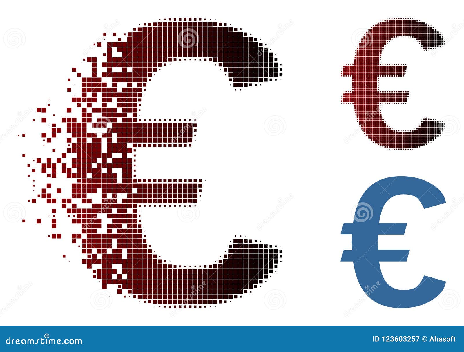 Dust Pixel Halftone Euro Symbol Icon Stock Vector - Illustration of ...