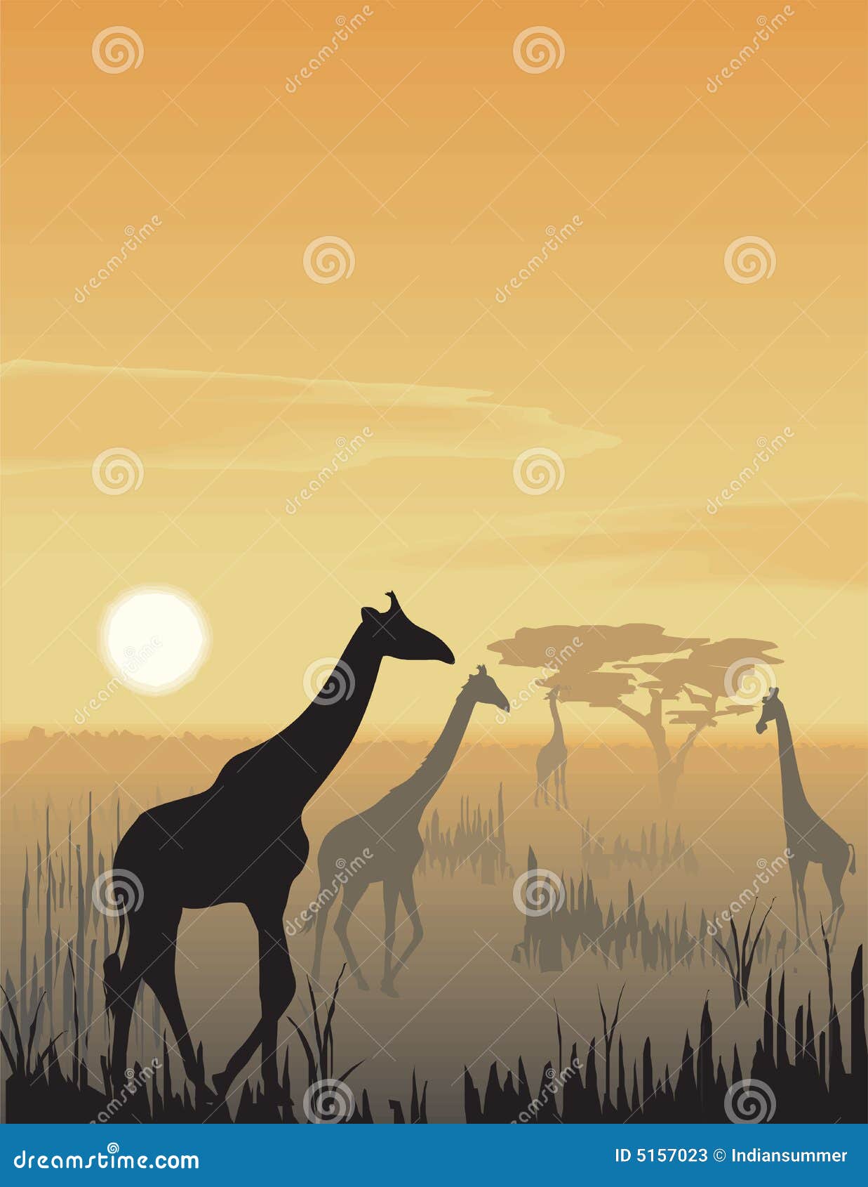 Vector Evening Landscape Illustration Stock Vector Illustration Of Nature Trees 5157023