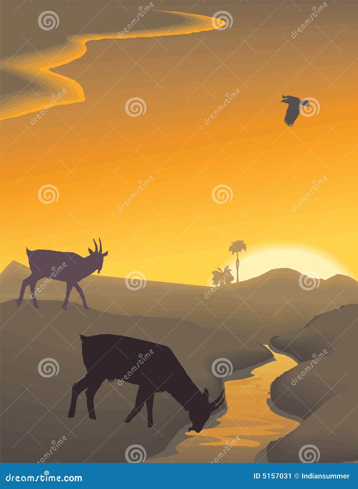 Vector Evening Landscape Illustration Stock Vector - Illustration of ...
