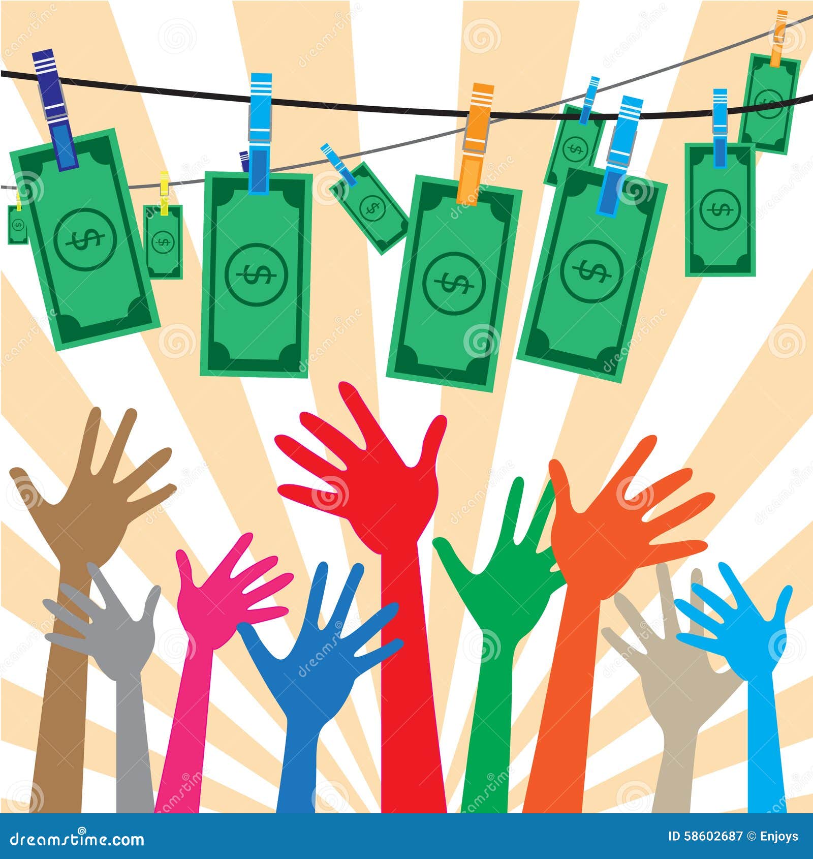 Vector - Every Hand Catch Falling Dollar Stock Illustration ...