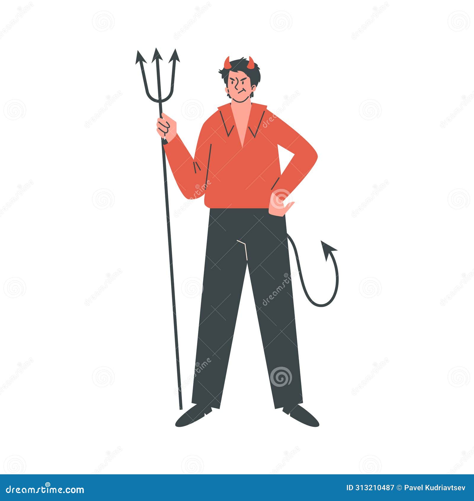 Vector of an Evil Man on a Devil Theme, with Horns and a Trident. Stock ...