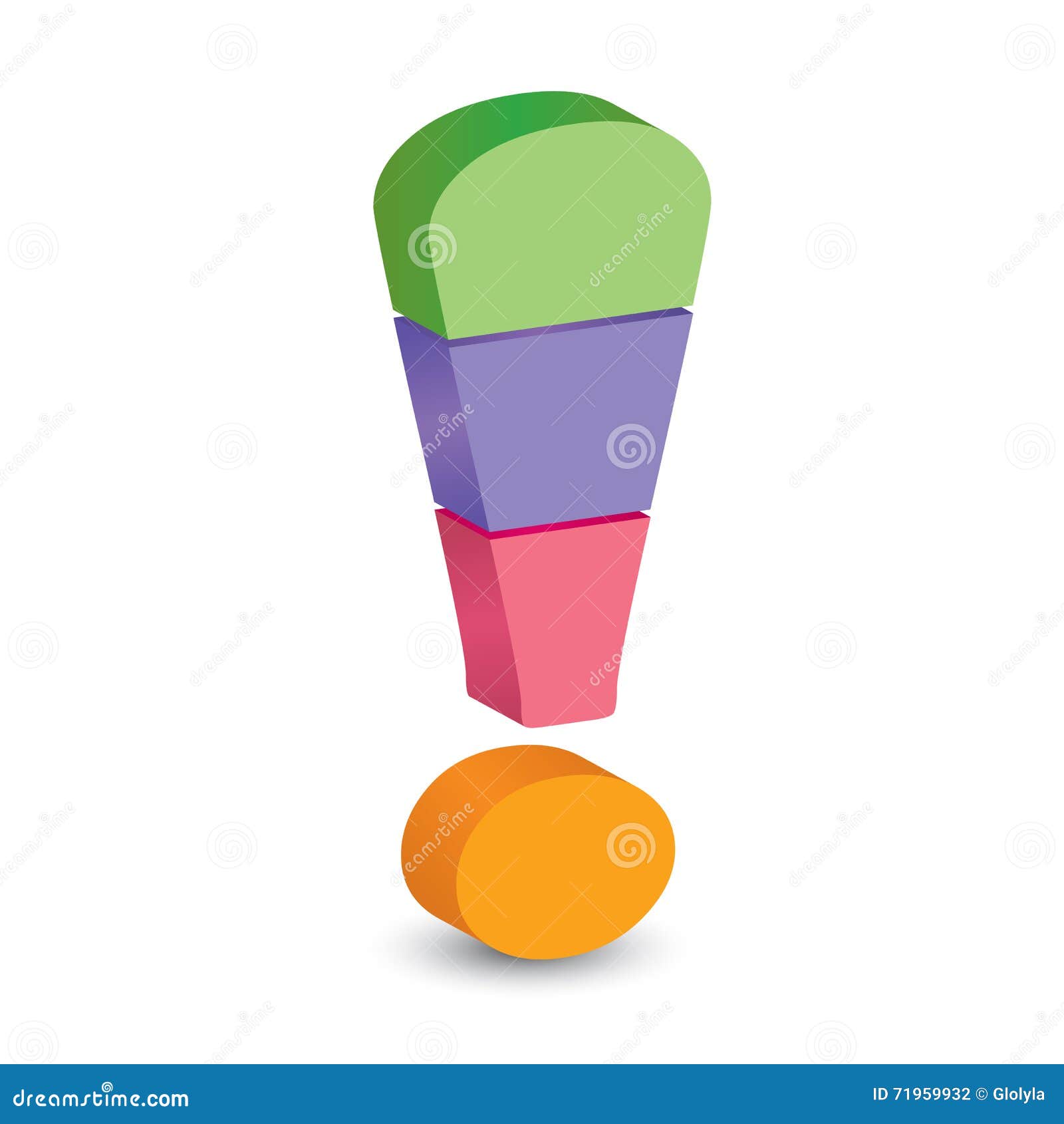 Vector exclamation mark 3d stock vector. Illustration of gradients ...