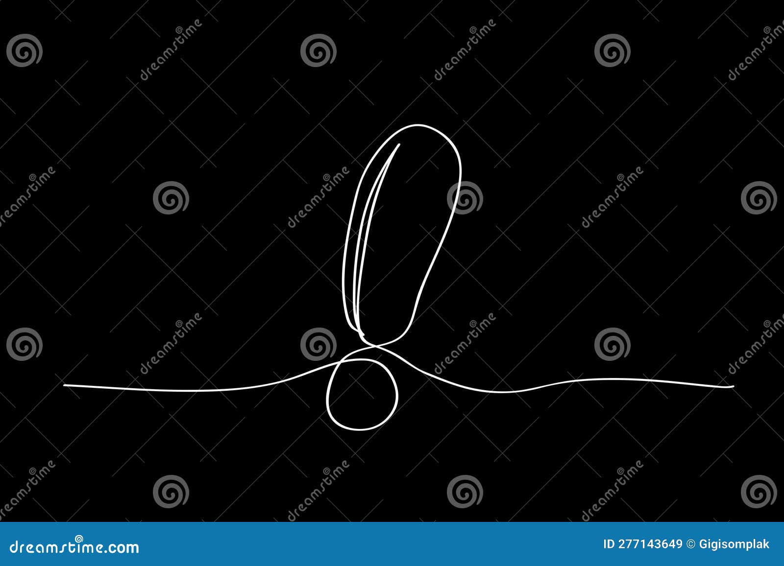 Vector Exclamation Sign, Single or Continuous Line with Copy Negative ...
