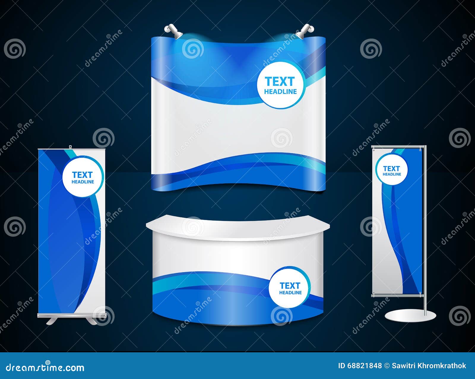Vector Exhibition Stands with Blue Corporate Identity Template Stock ...