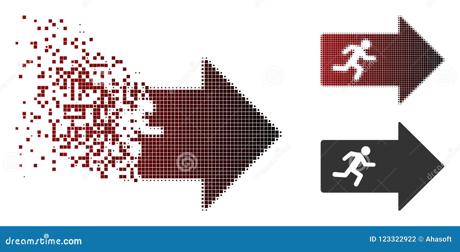 Sparkle Pixel Halftone Exit Arrow Icon Stock Vector - Illustration of ...