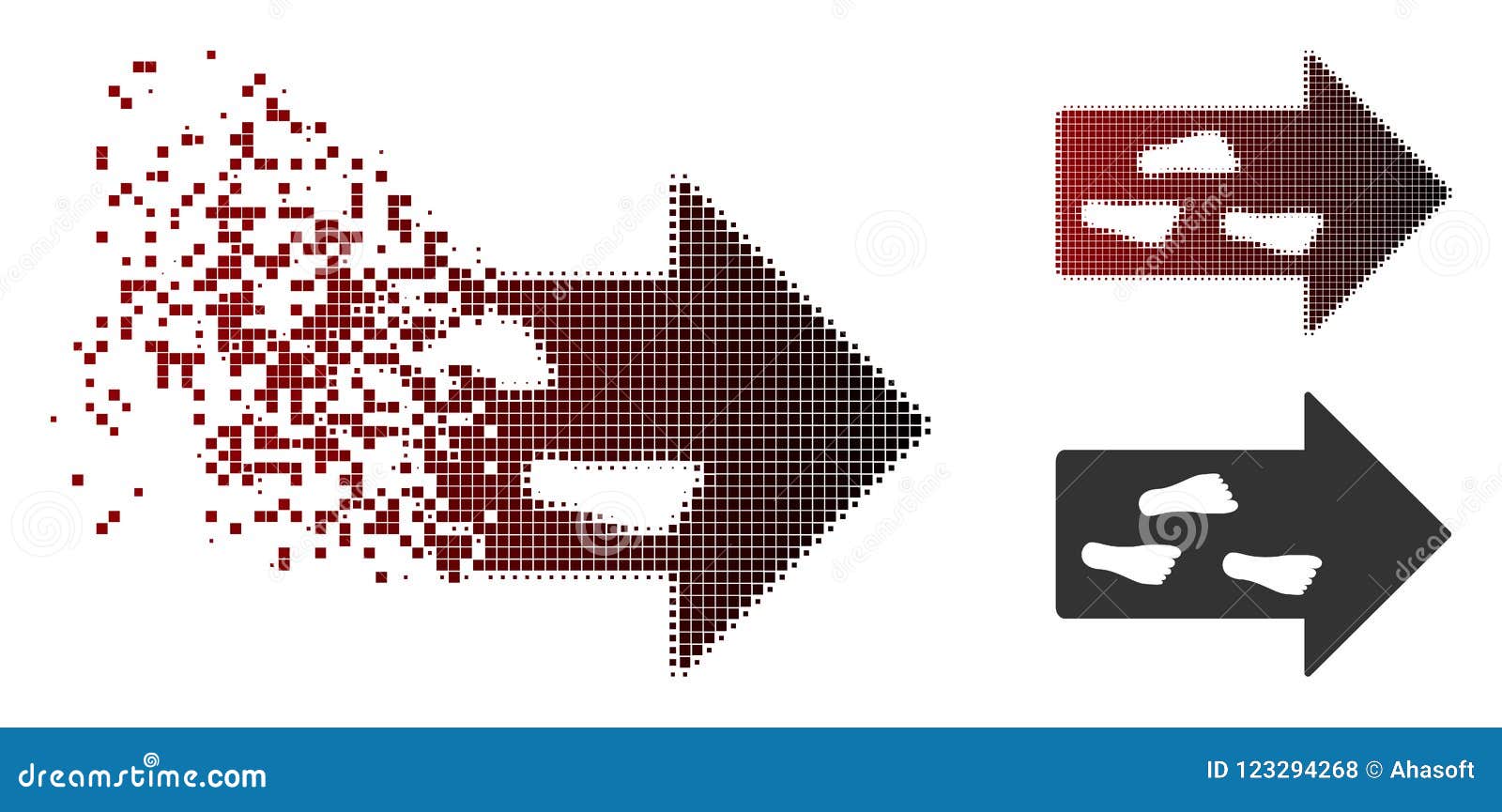 Sparkle Pixel Halftone Exit Direction Icon Stock Vector - Illustration ...