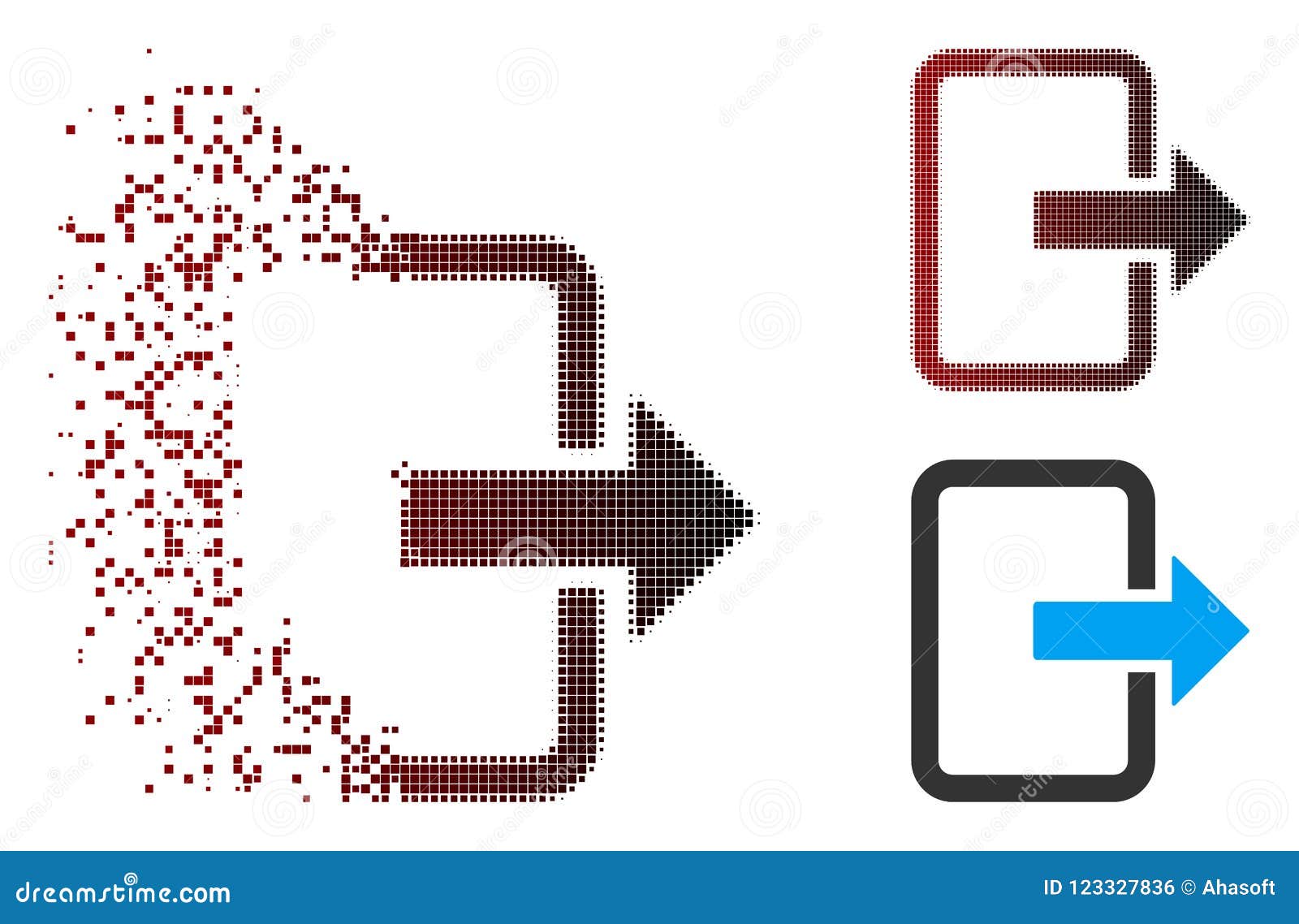Dissipated Pixel Halftone Exit Door Icon Stock Vector - Illustration of ...