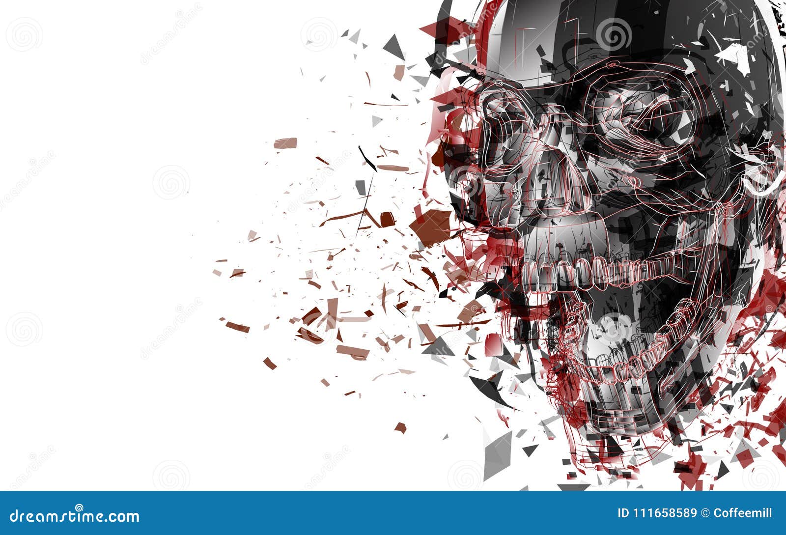 Vector Exploded Skull with Splashes in All Directions. Stock Vector ...