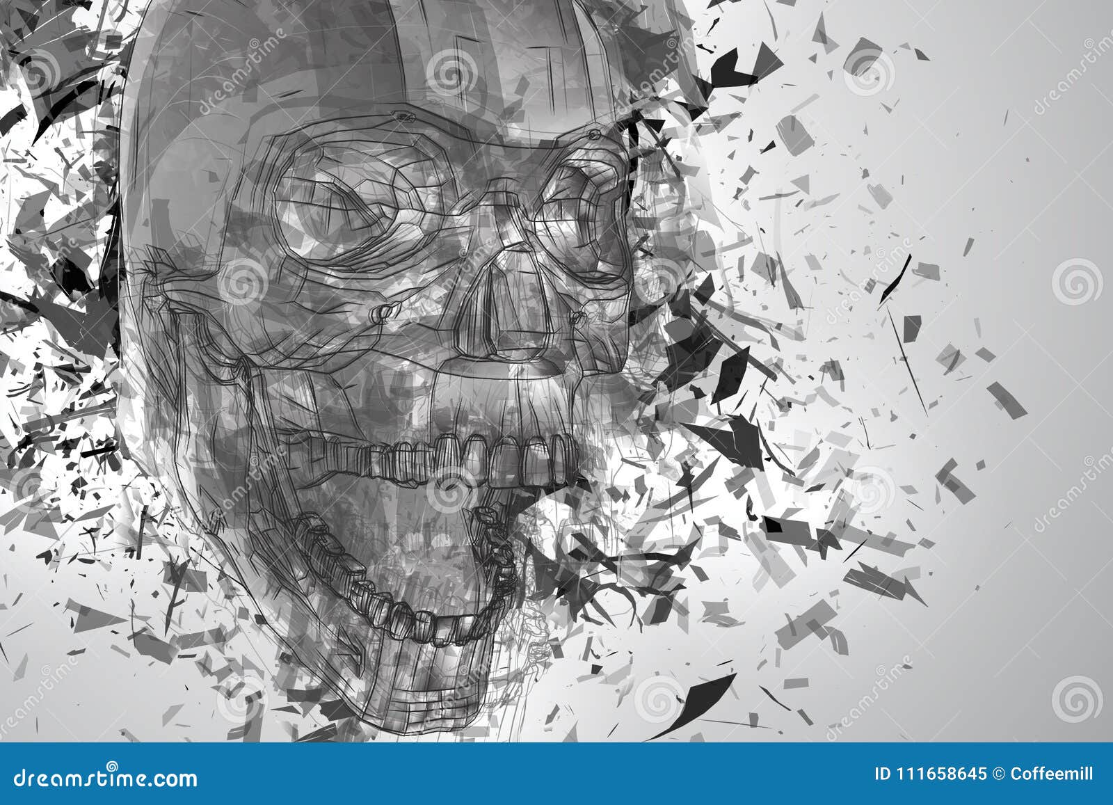 Vector Exploded Skull with Splashes in All Directions. Stock Vector ...