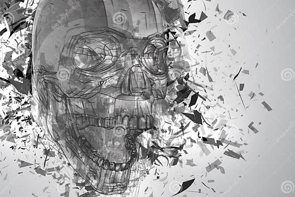 Vector Exploded Skull with Splashes in All Directions. Stock Vector ...