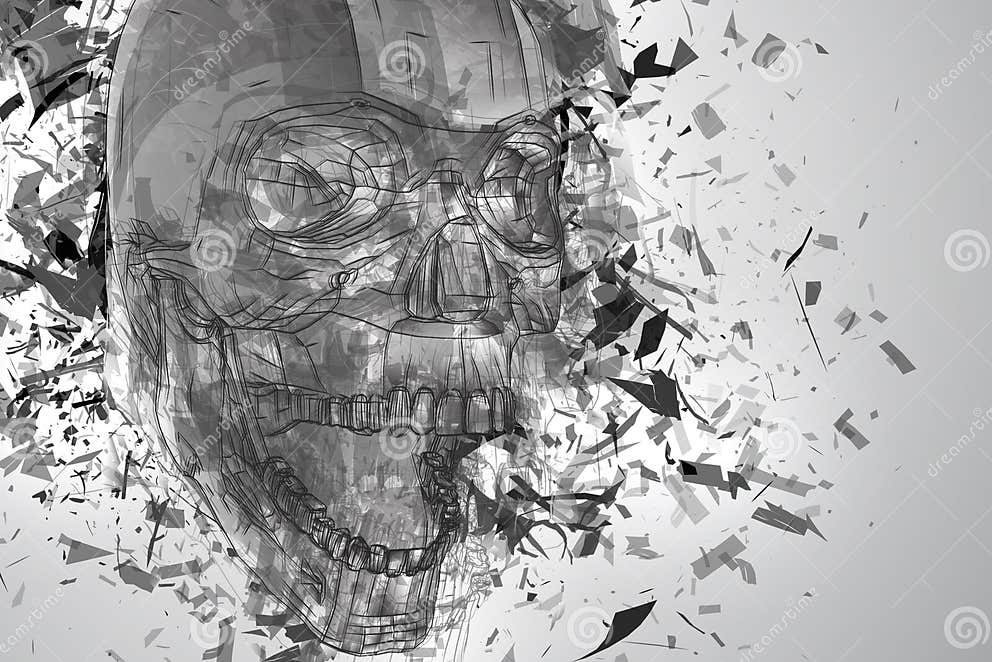 Vector Exploded Skull with Splashes in All Directions. Stock Vector ...