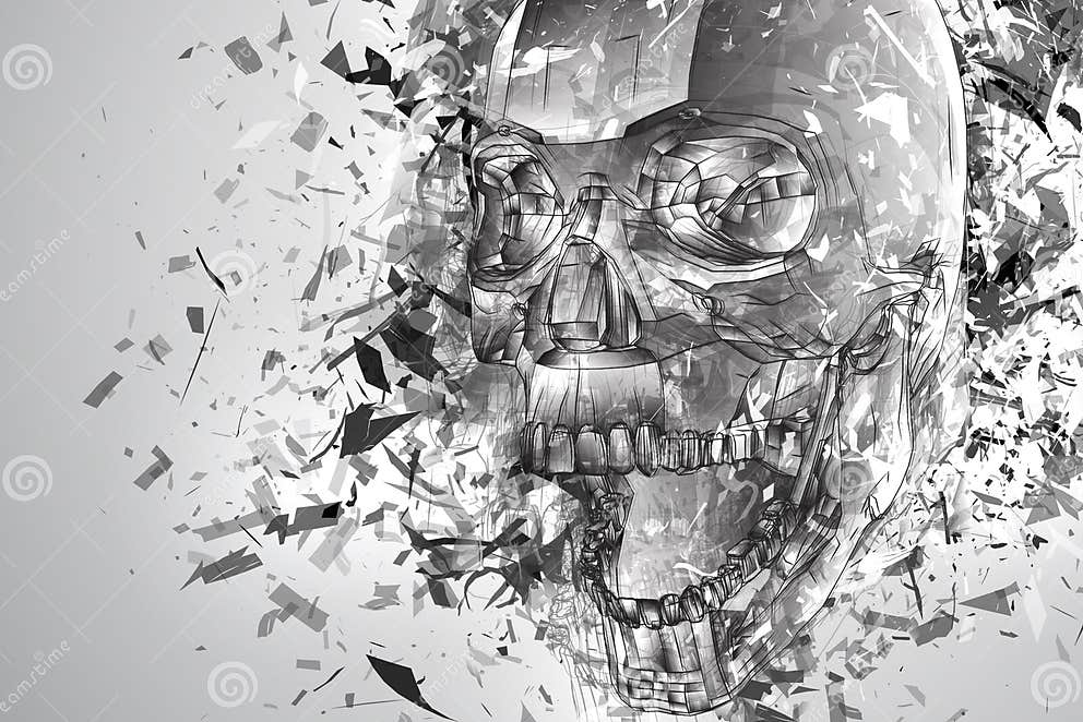 Vector Exploded Skull with Splashes in All Directions. Stock Vector ...