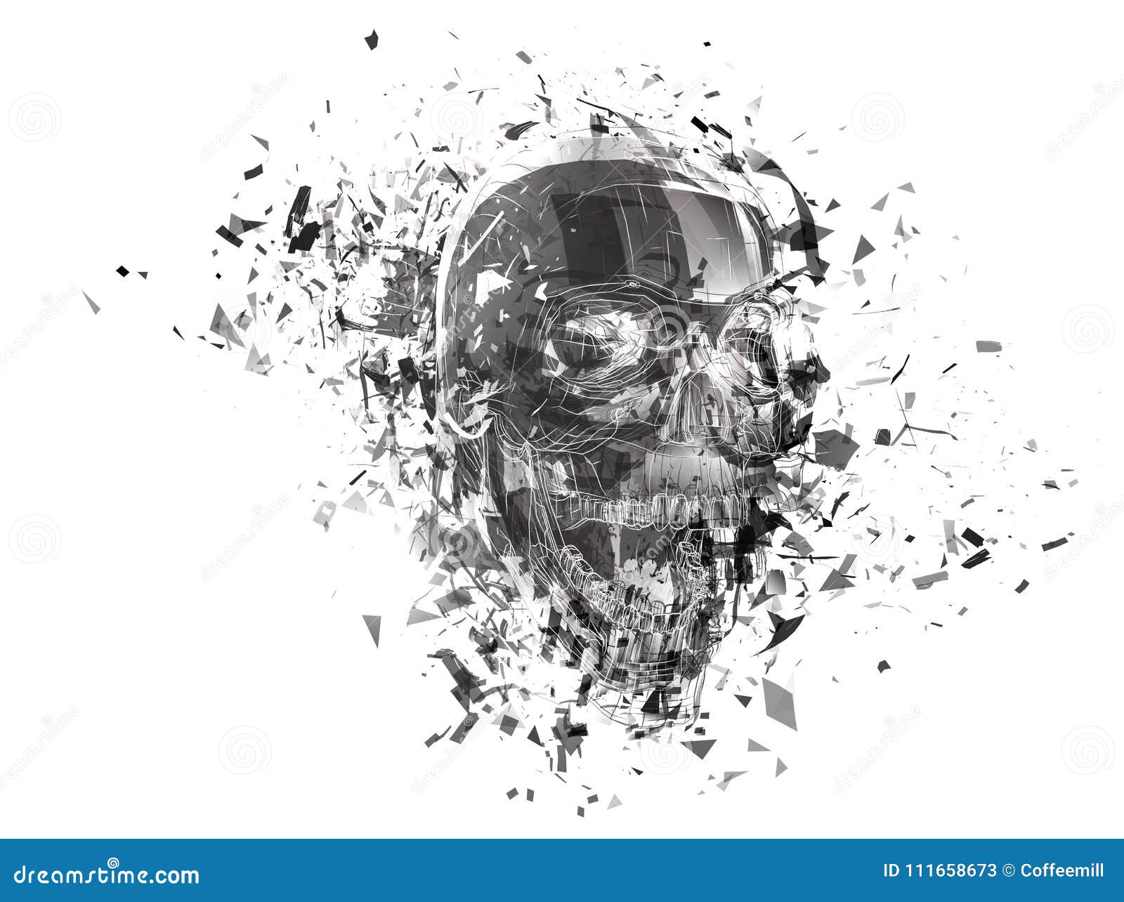 Vector Exploded Skull with Splashes in All Directions. Stock Vector ...