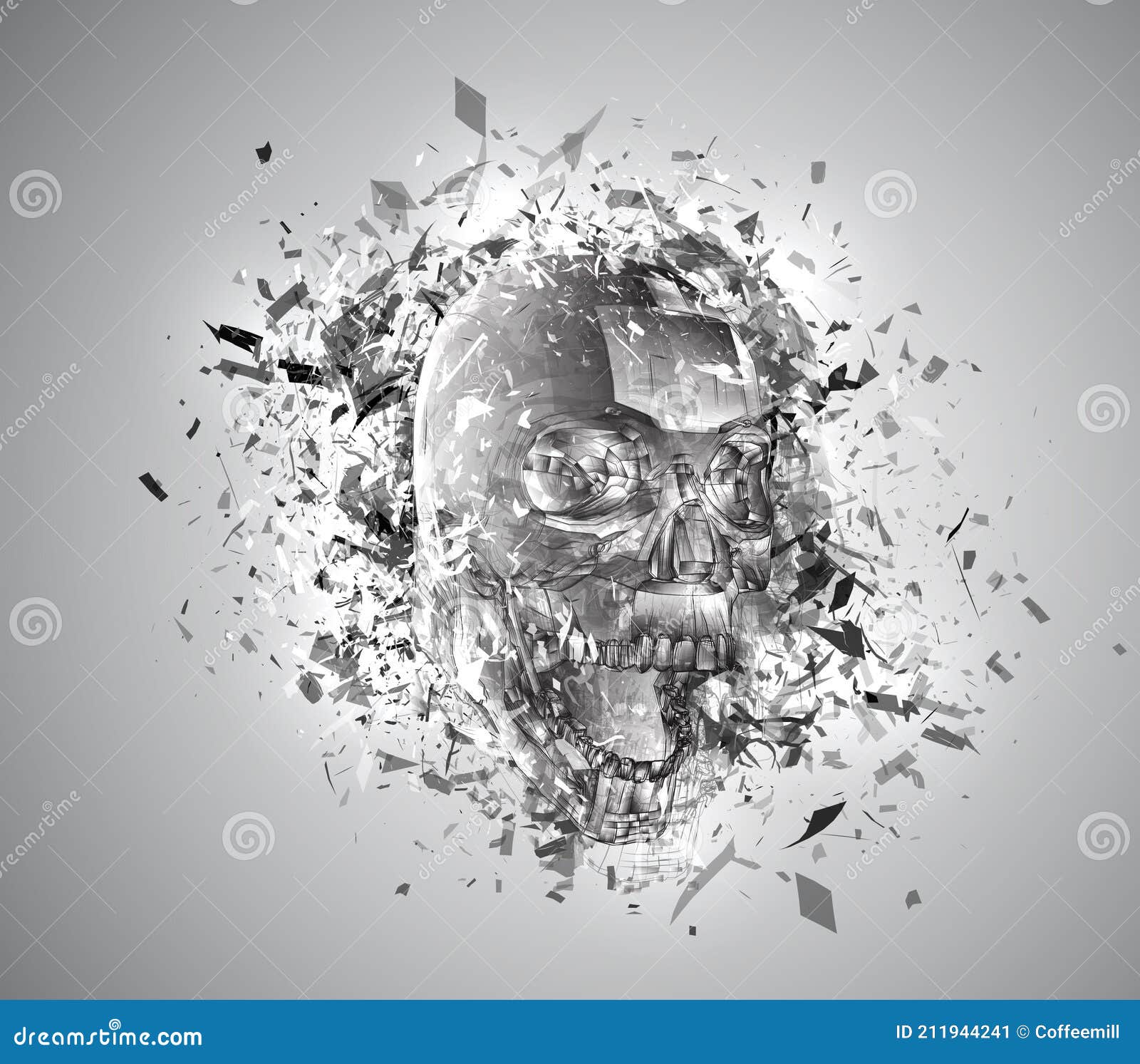 Vector Exploded Skull with Splashes in All Directions Stock ...