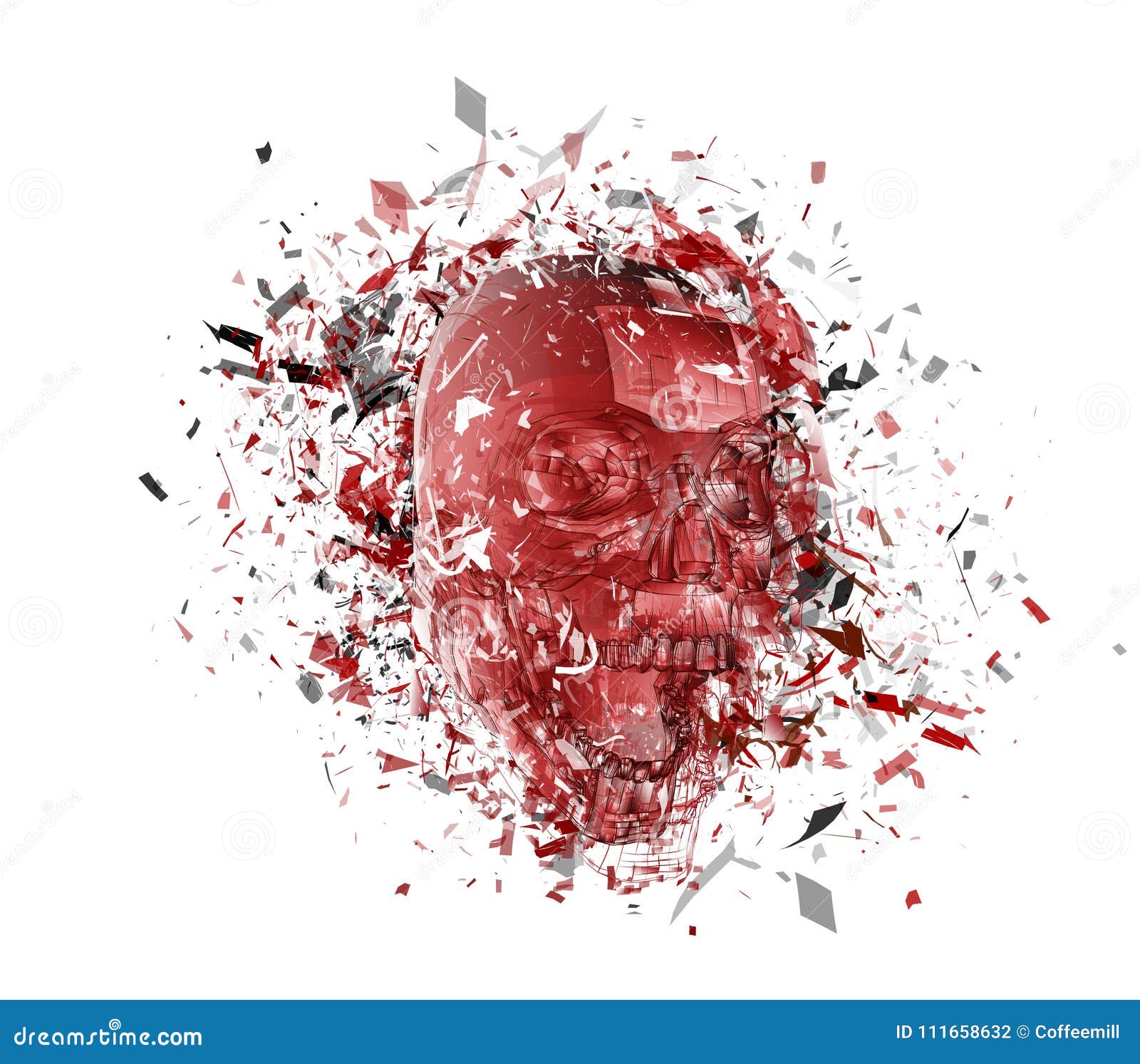 Vector Exploded Skull with Splashes in All Directions. Stock Vector ...