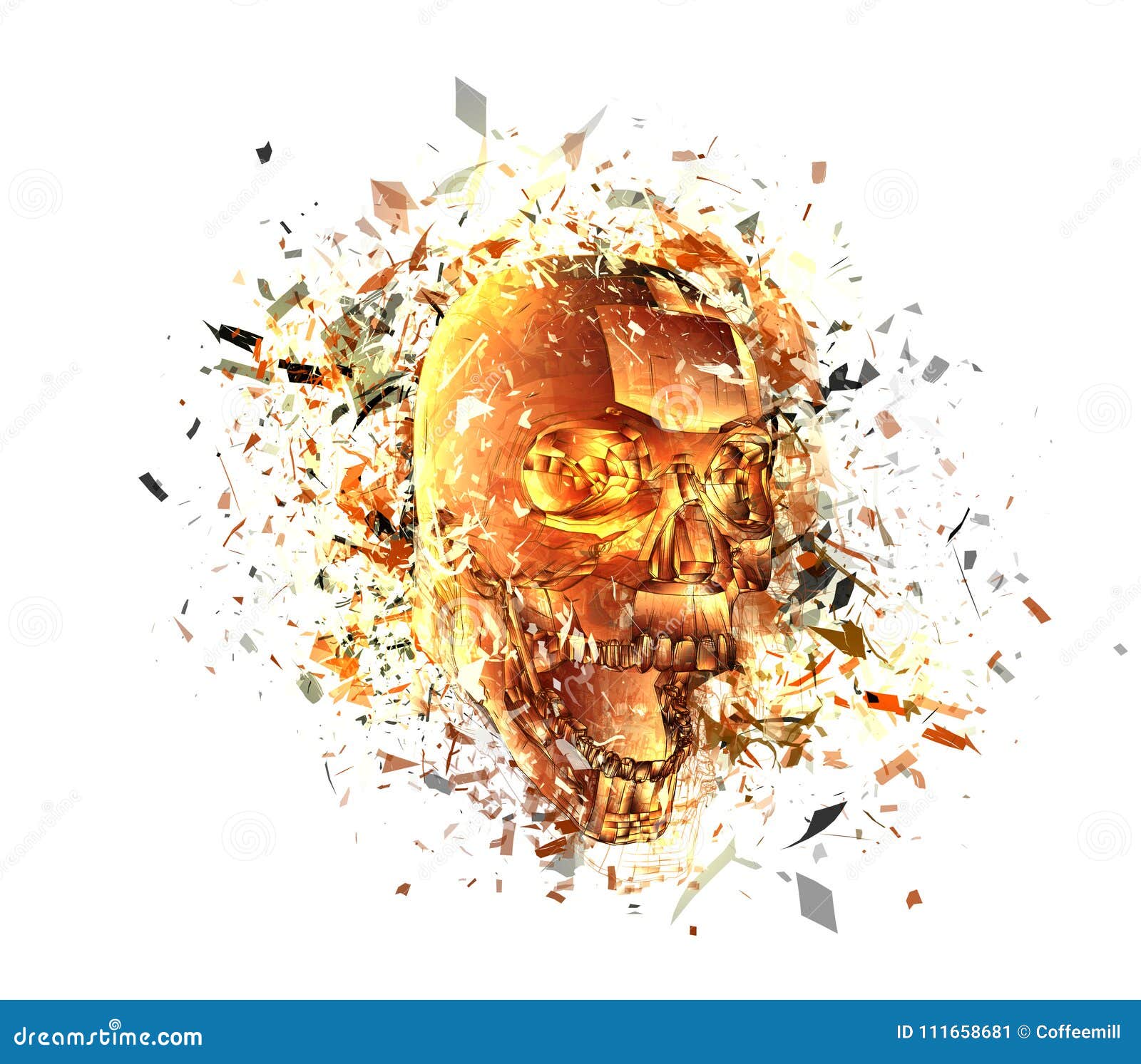 Vector Exploded Skull with Splashes in All Directions. Stock Vector ...