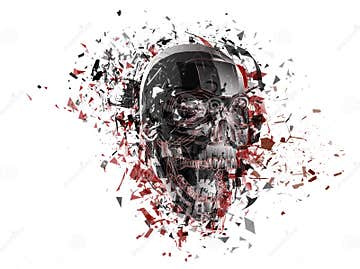 Vector Exploded Skull with Splashes in All Directions Stock ...