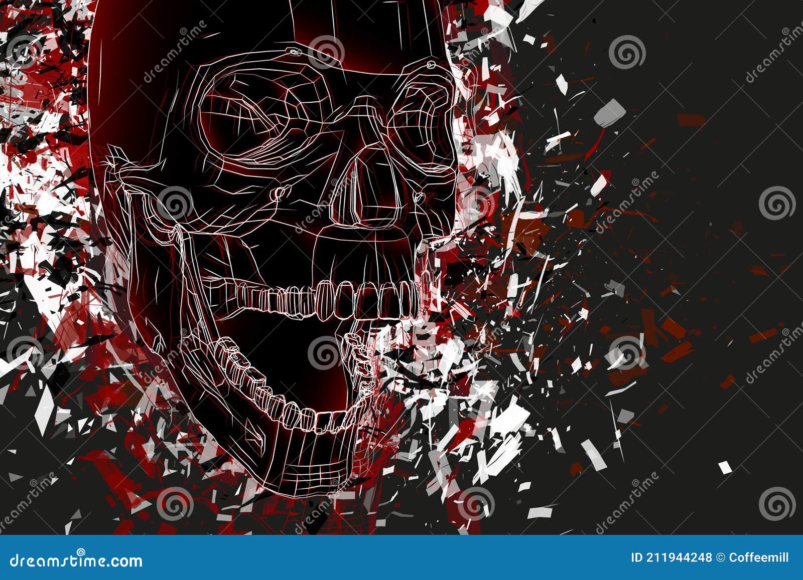 Vector Exploded Skull with Splashes in All Directions Stock ...