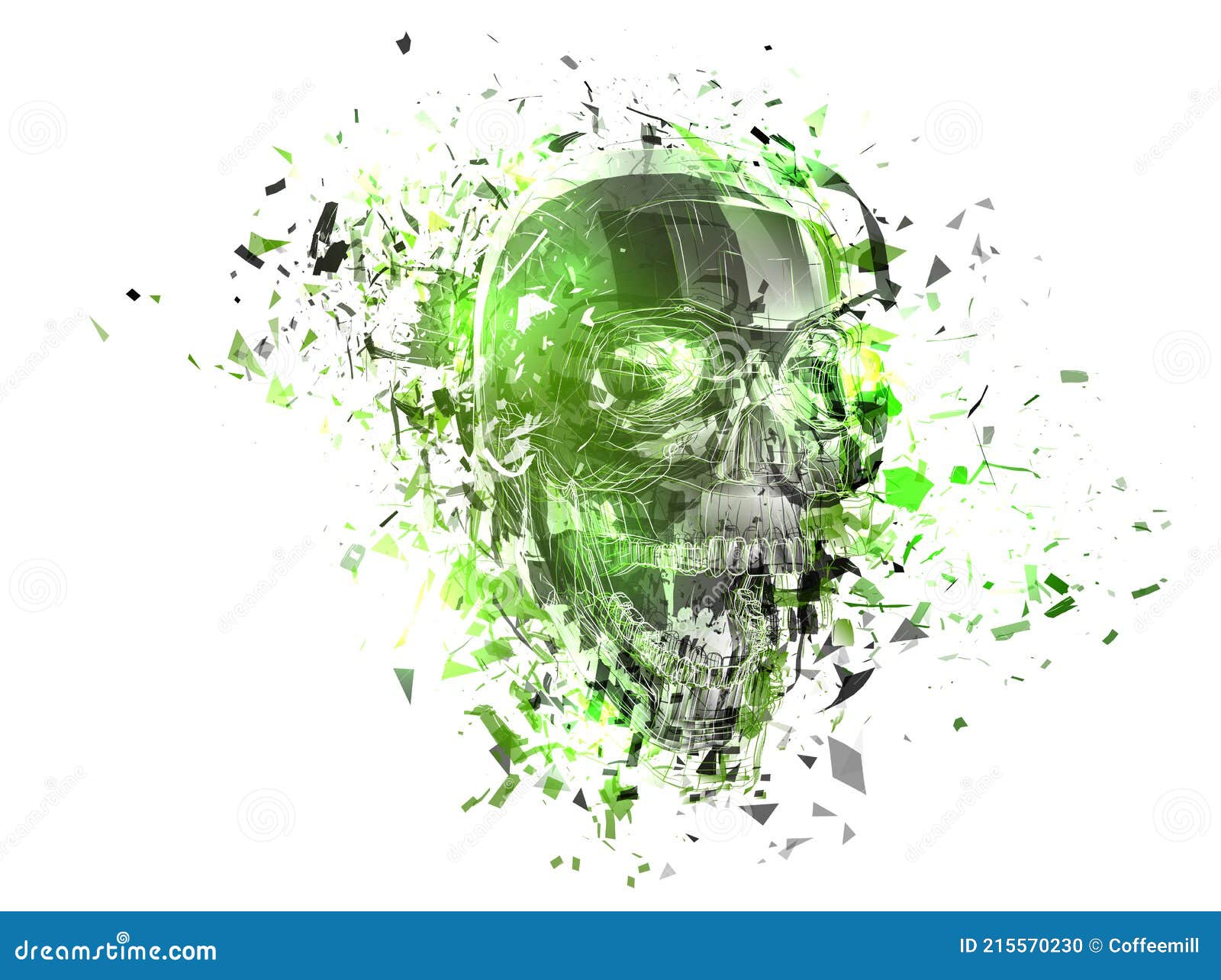 Vector Exploded Skull with Splashes in All Directions Stock ...