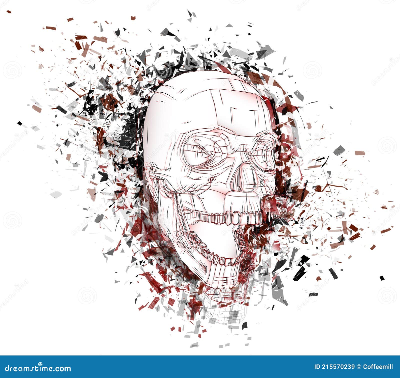 Vector Exploded Skull with Splashes in All Directions Stock ...