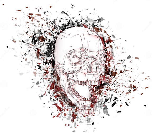 Vector Exploded Skull with Splashes in All Directions Stock ...