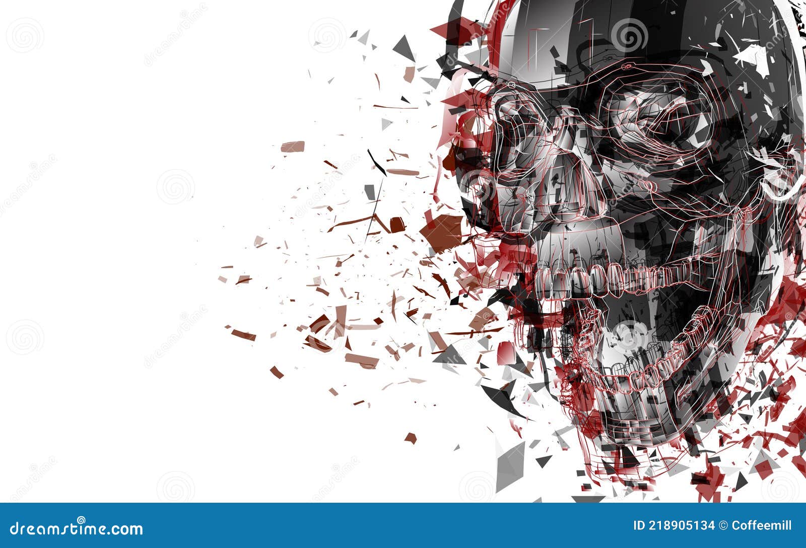 Vector Exploded Skull with Splashes in All Directions Stock ...
