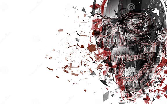 Vector Exploded Skull with Splashes in All Directions Stock ...