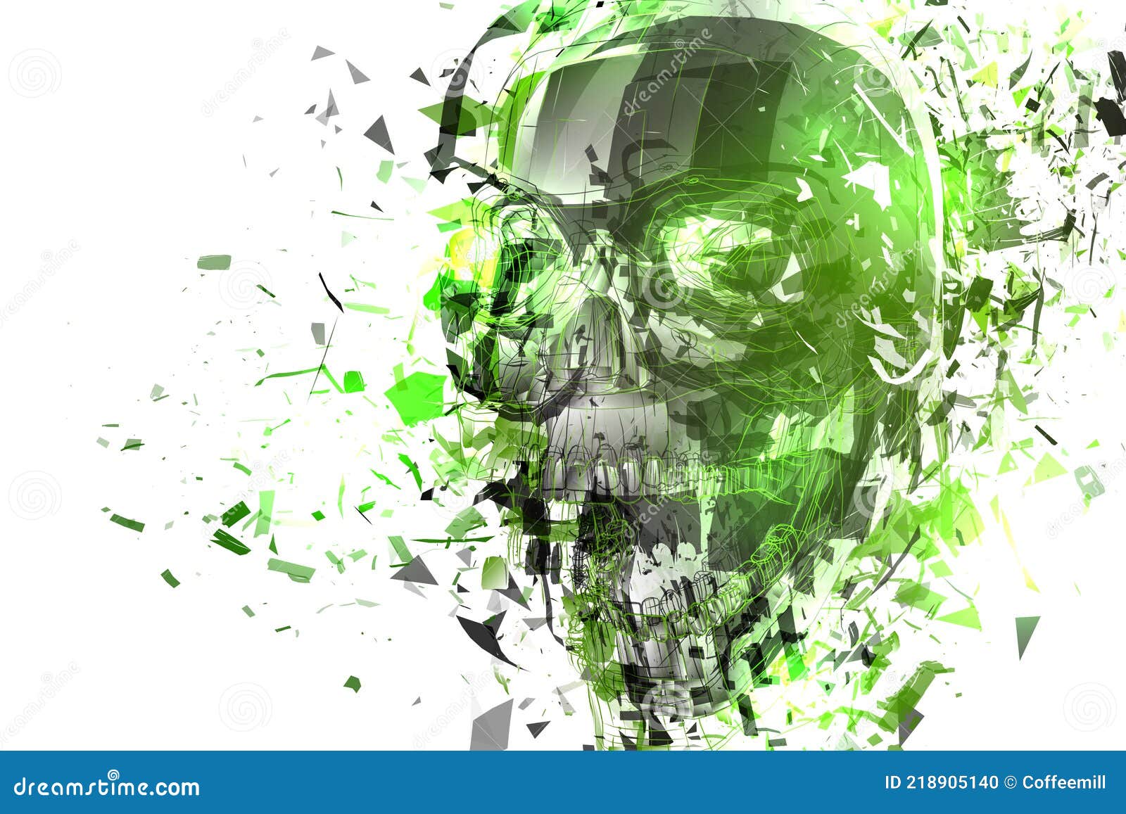 Vector Exploded Skull with Splashes in All Directions Stock ...