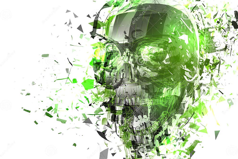 Vector Exploded Skull with Splashes in All Directions Stock ...