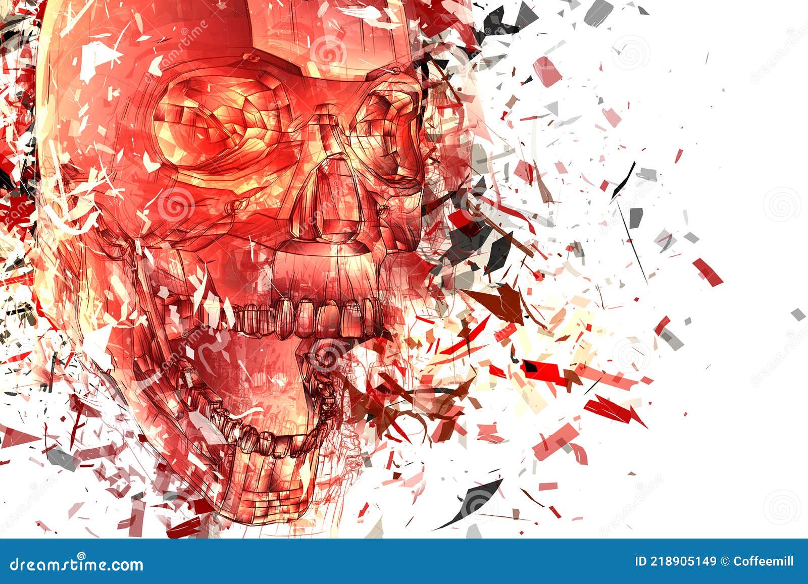 Vector Exploded Skull with Splashes in All Directions Stock ...