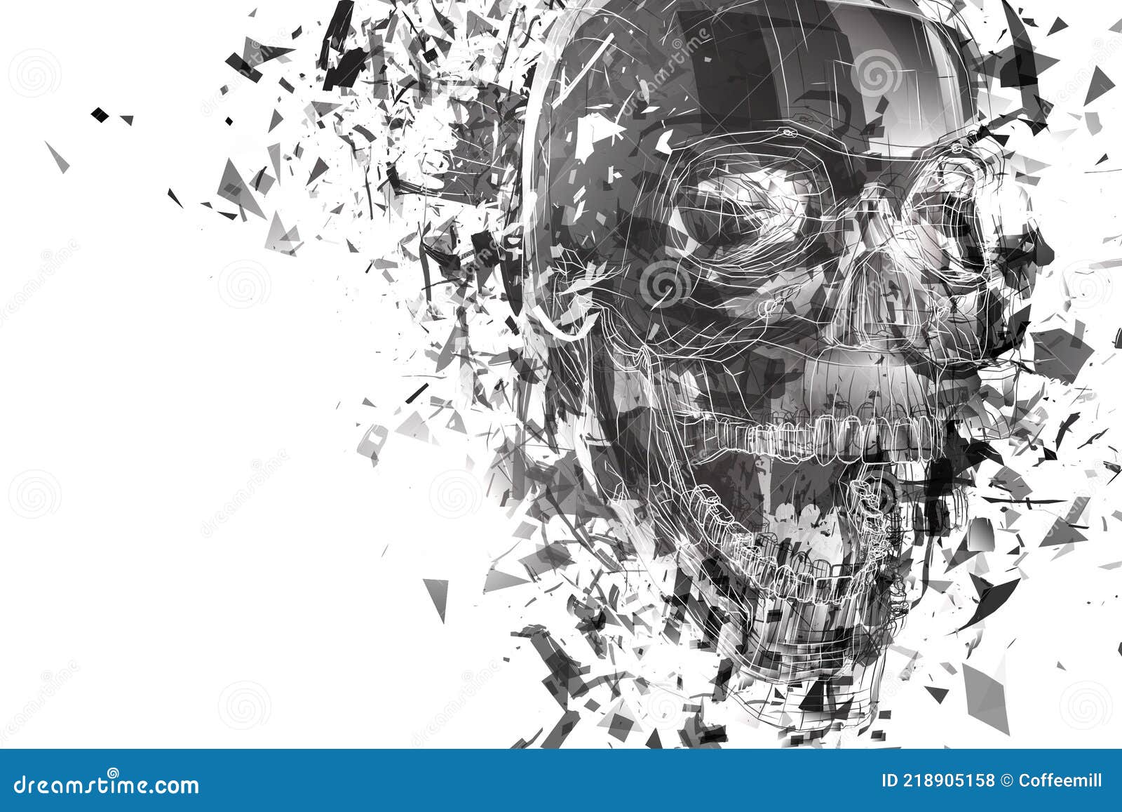 Vector Exploded Skull with Splashes in All Directions Stock ...